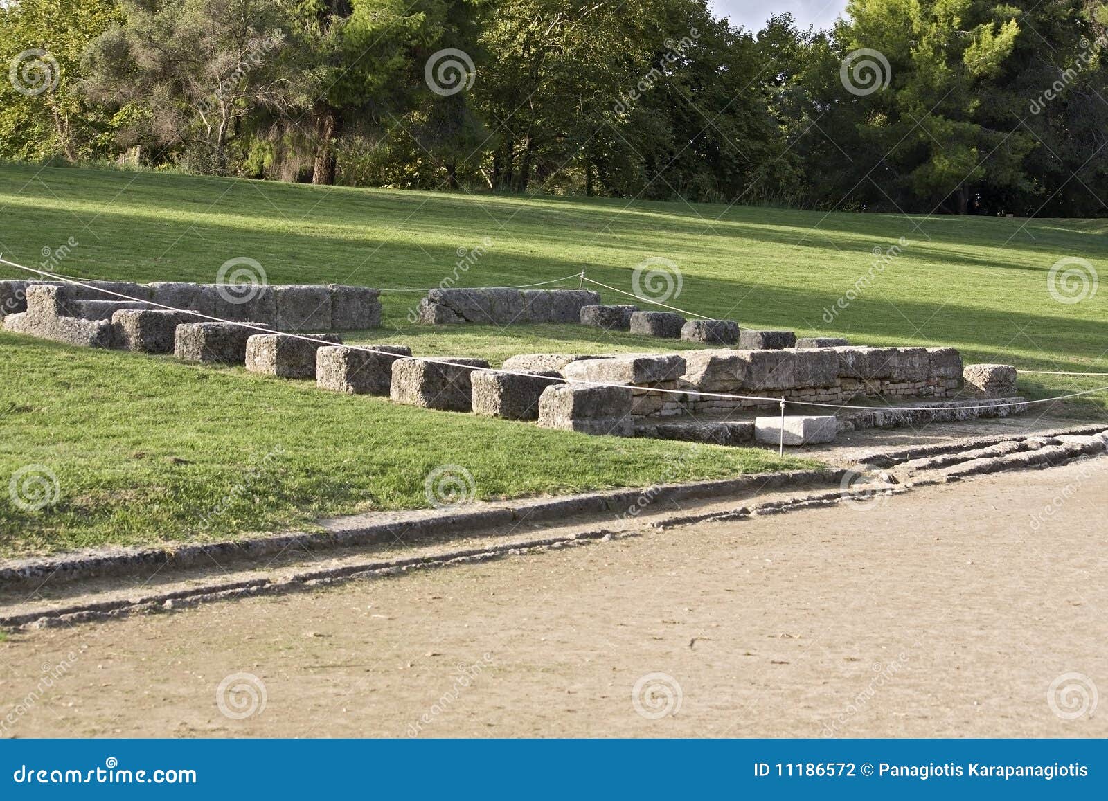 Ancient Classic Greek Olympic Stadium at Olympia Stock Photo - Image of ...