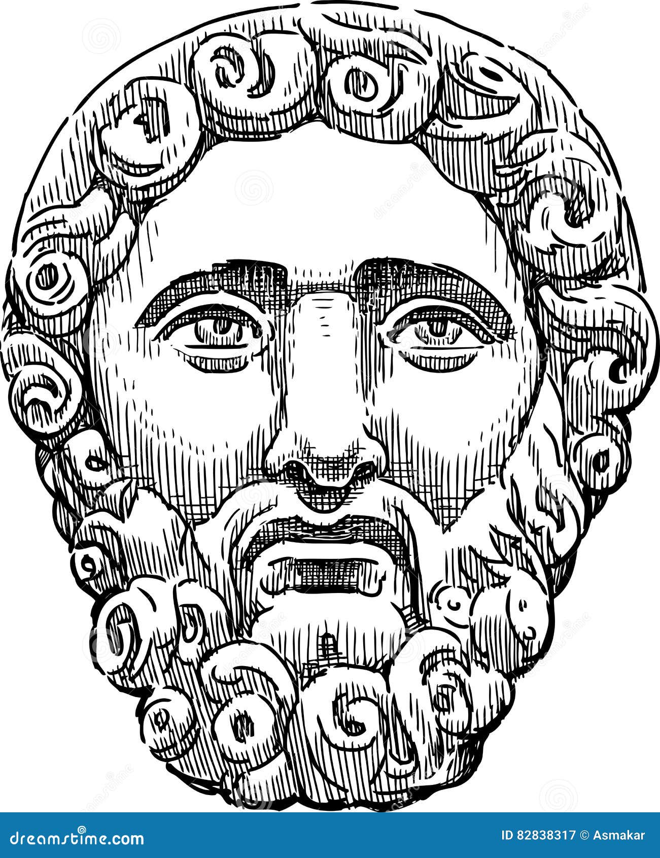 The Ancient Classical Mask of a Male Face Stock Vector - Illustration ...