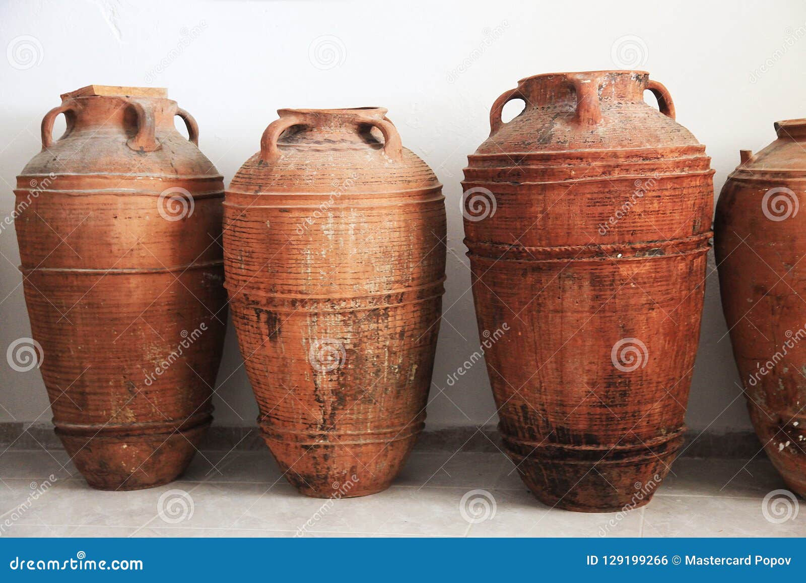 Ancient clay amphorae stock photo. Image of brown, retro - 129199266