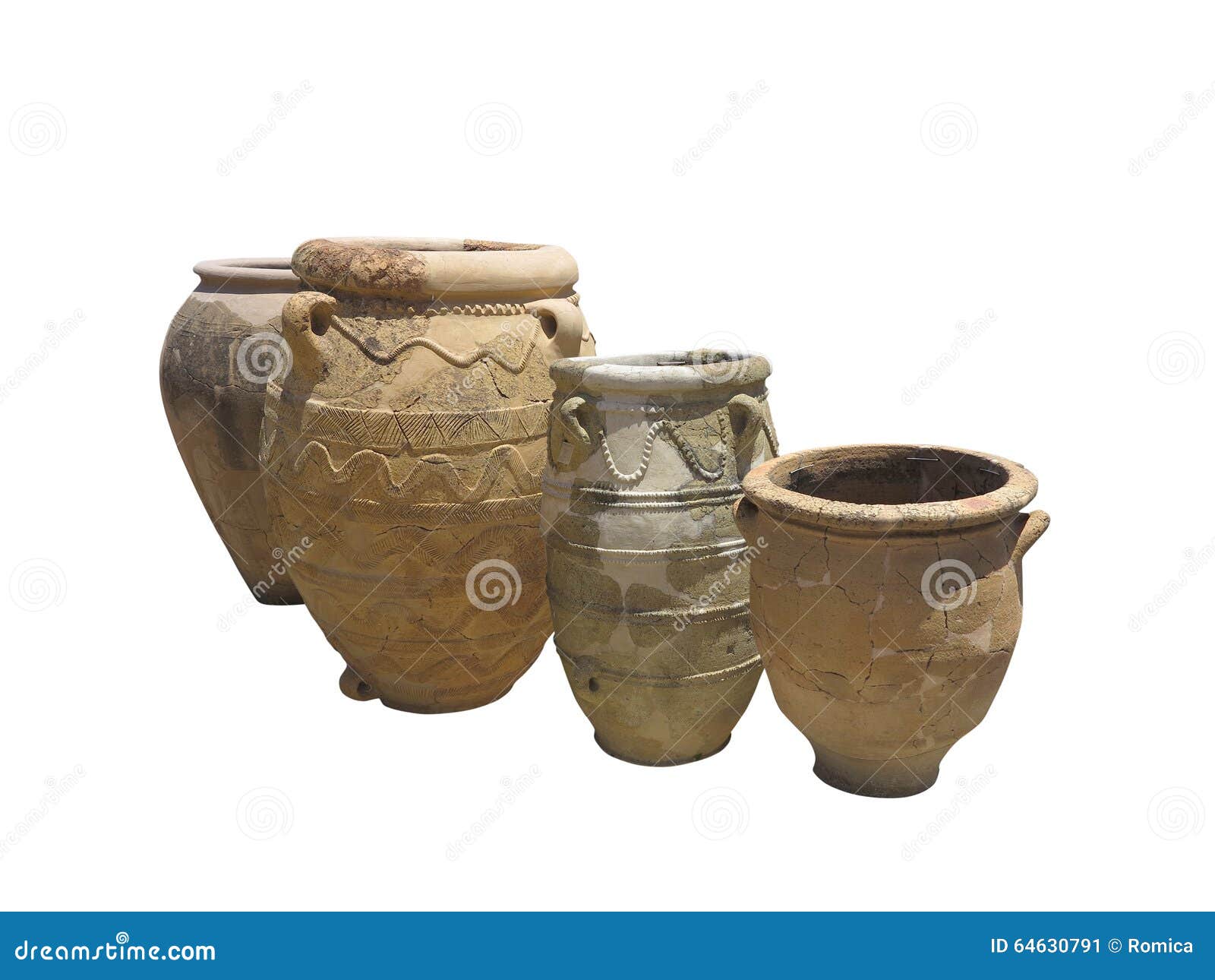 Ancient Clay Minoan Decorated Amphora Isolated Stock Image - Image of ...