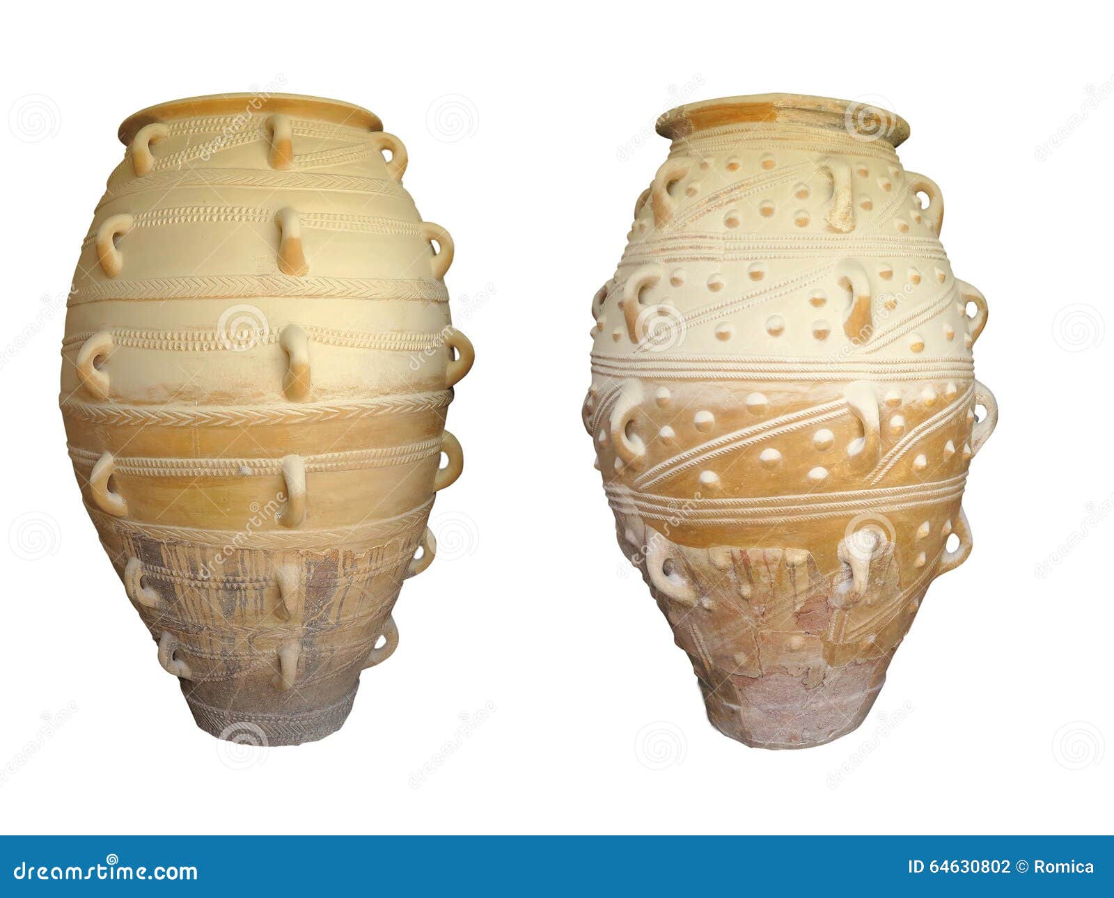 Ancient Clay Minoan Decorated Amphora Isolated Stock Photo - Image of ...