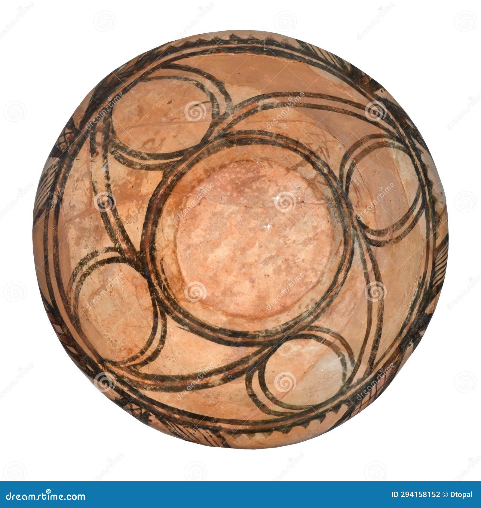 An Ancient Clay Plate With A Linear Pattern On A White Background ...