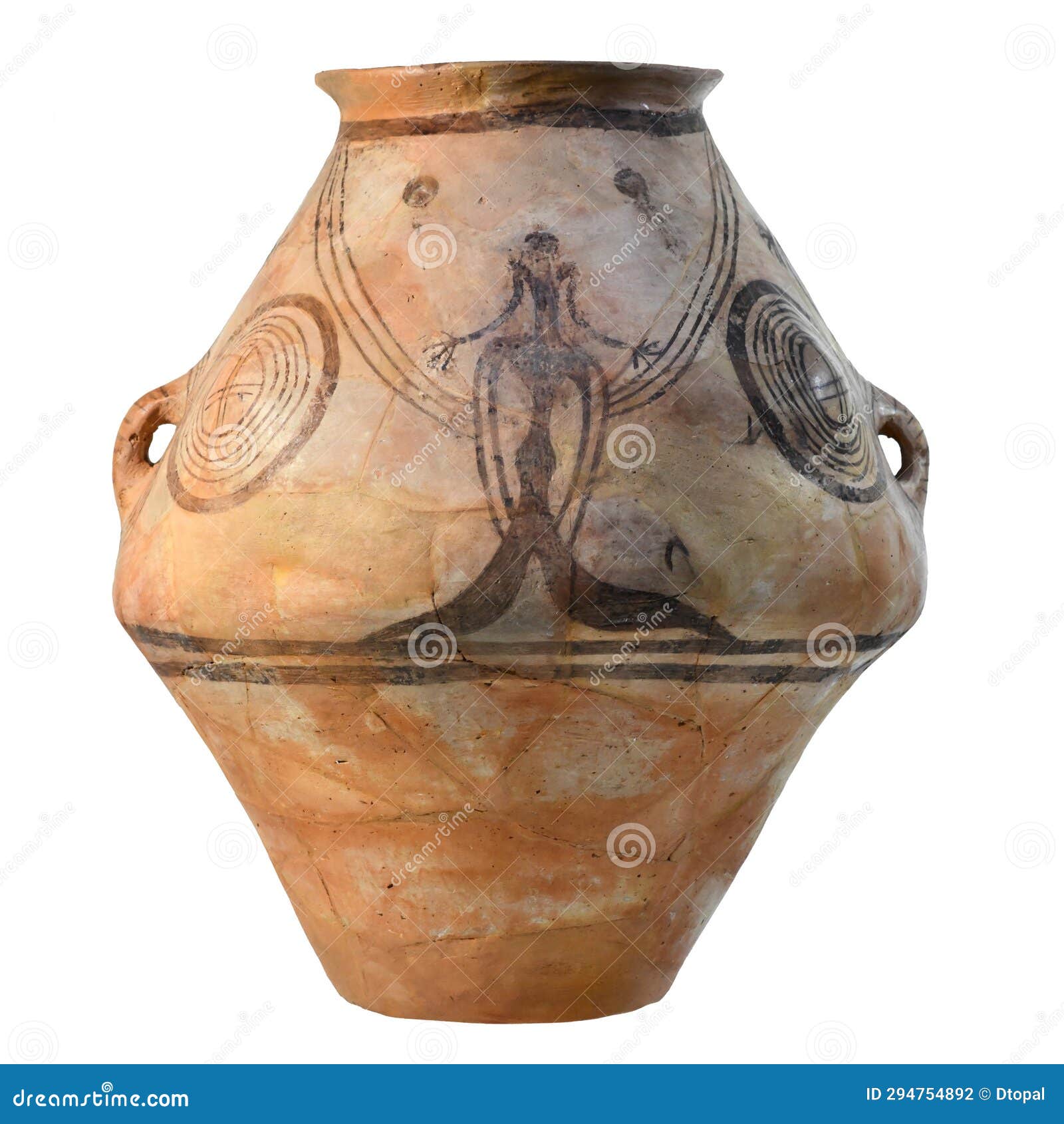 An Ancient Clay Pot with Linear Patterns and the Image of a Man ...