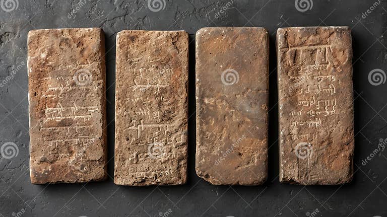 Ancient Clay Tablets with Cuneiform Writing Stock Illustration ...