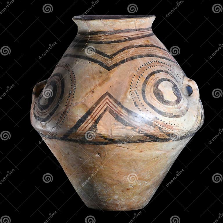 An Ancient Clay Vase with Linear Patterns Trypillia Culture Stock Image ...