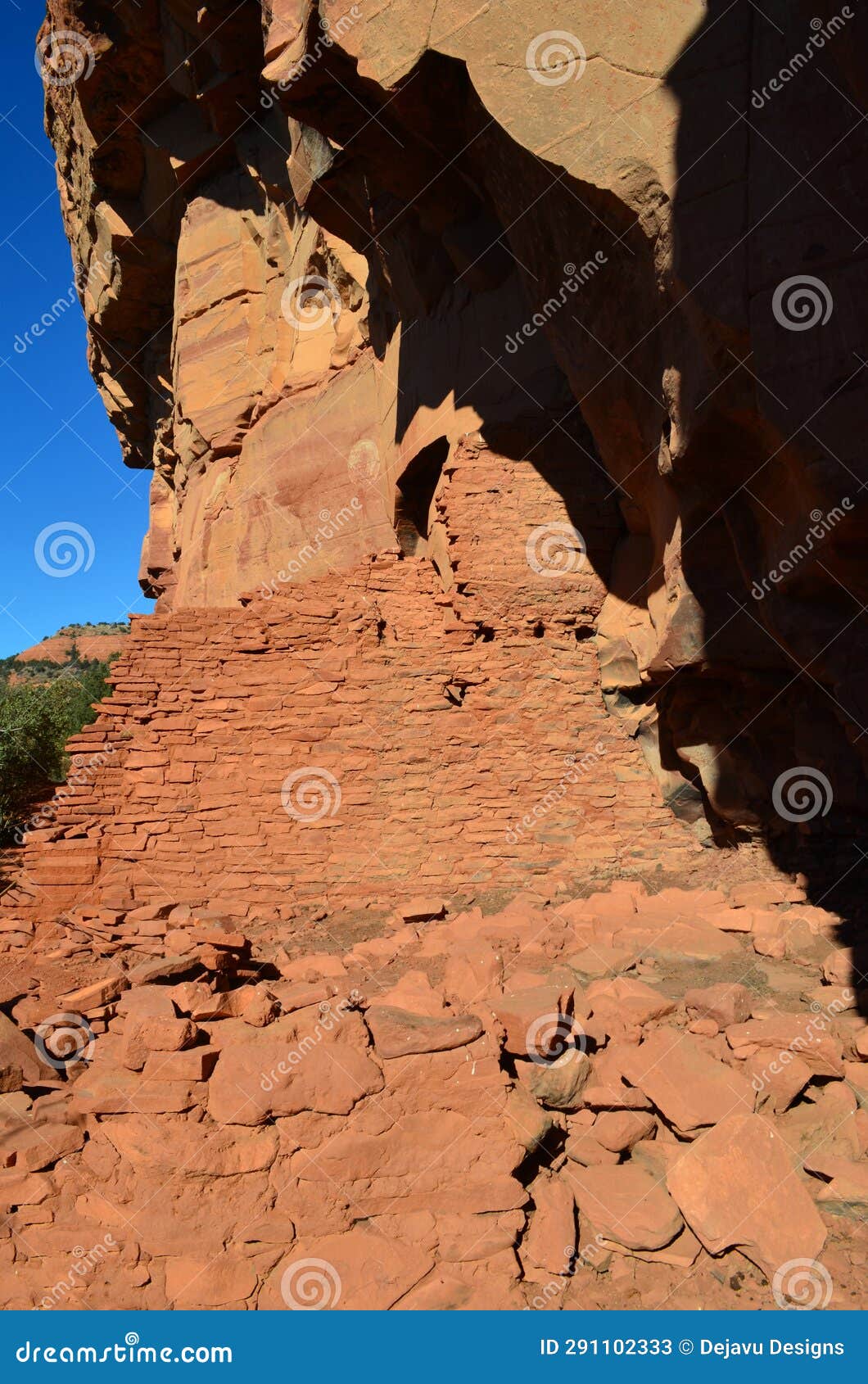 Ancient Cliff Dwellings Made of Red Rock Bricks Stock Image - Image of ...