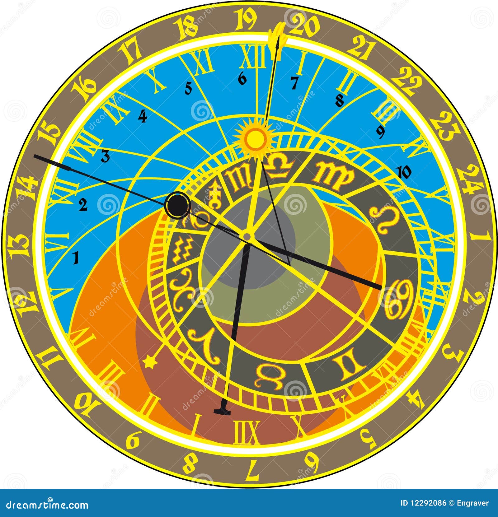 Ancient Clock With Flowers And Butterfly. Elegant Classic Stained Glass ...