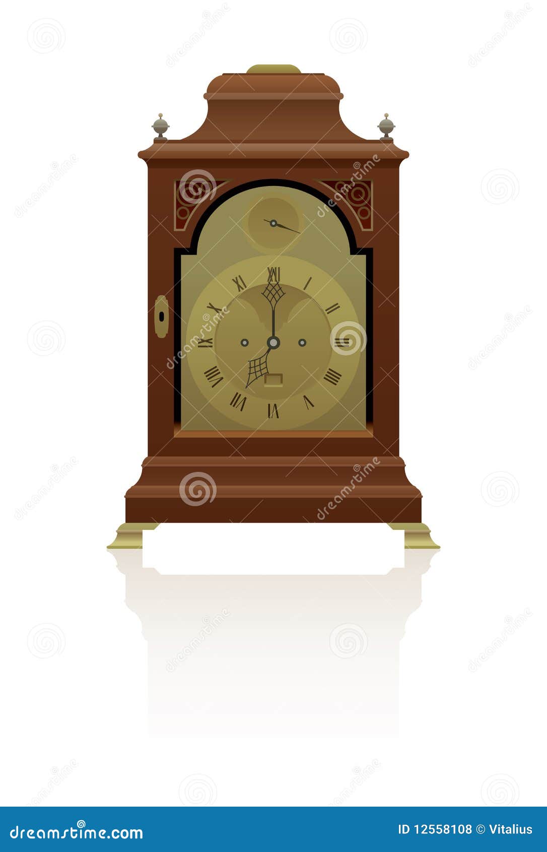 Ancient Clock With Flowers And Butterfly. Elegant Classic Stained Glass ...