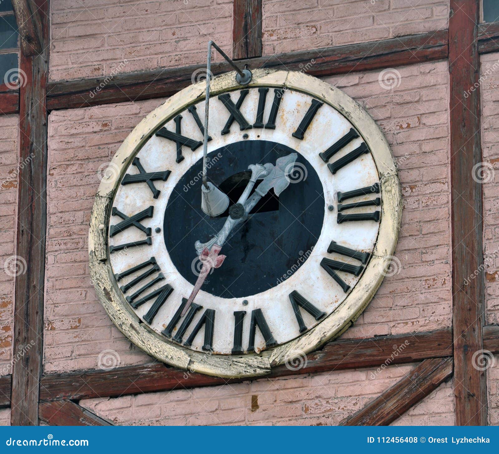 Ancient Clock at the City Hall Stock Photo - Image of hand, vintage ...