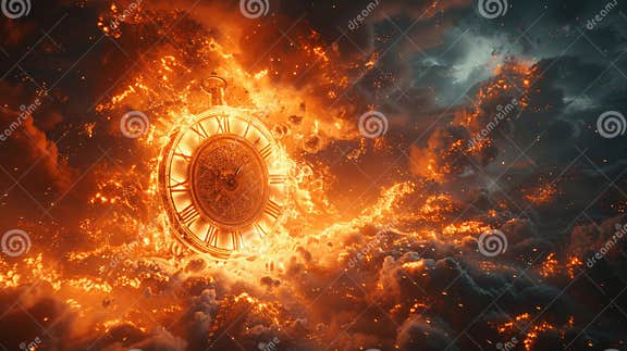 Ancient Clock Exploding with Time Magic Energy in a Fantasy Realm Stock ...