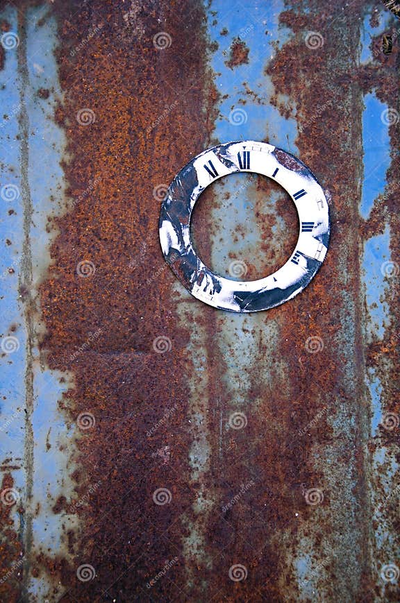 Ancient Clock Face on Rusty Metal Tin Stock Photo - Image of color ...