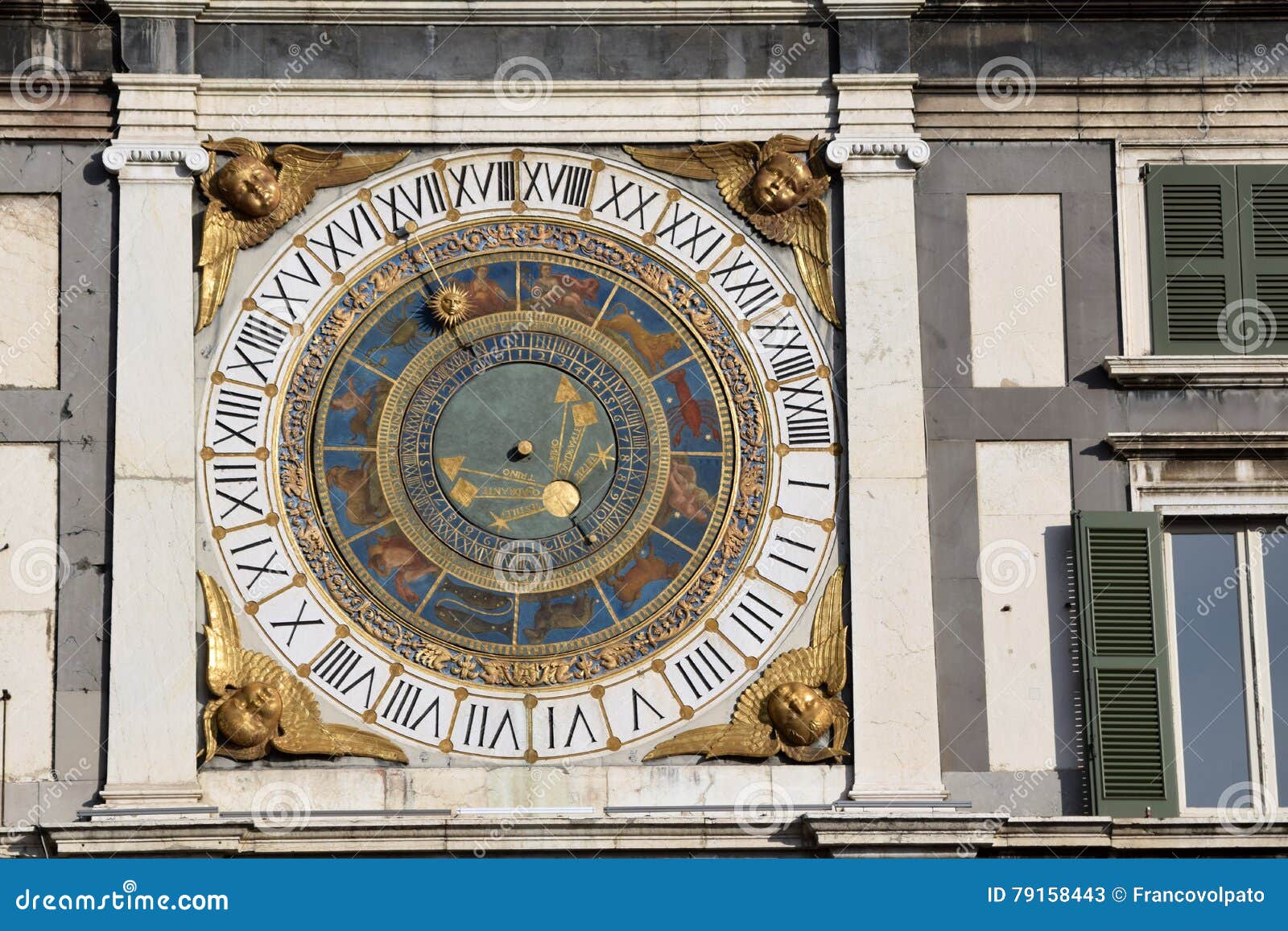 The Ancient Clock of Piazza Della Loggia in Brescia Editorial Stock ...