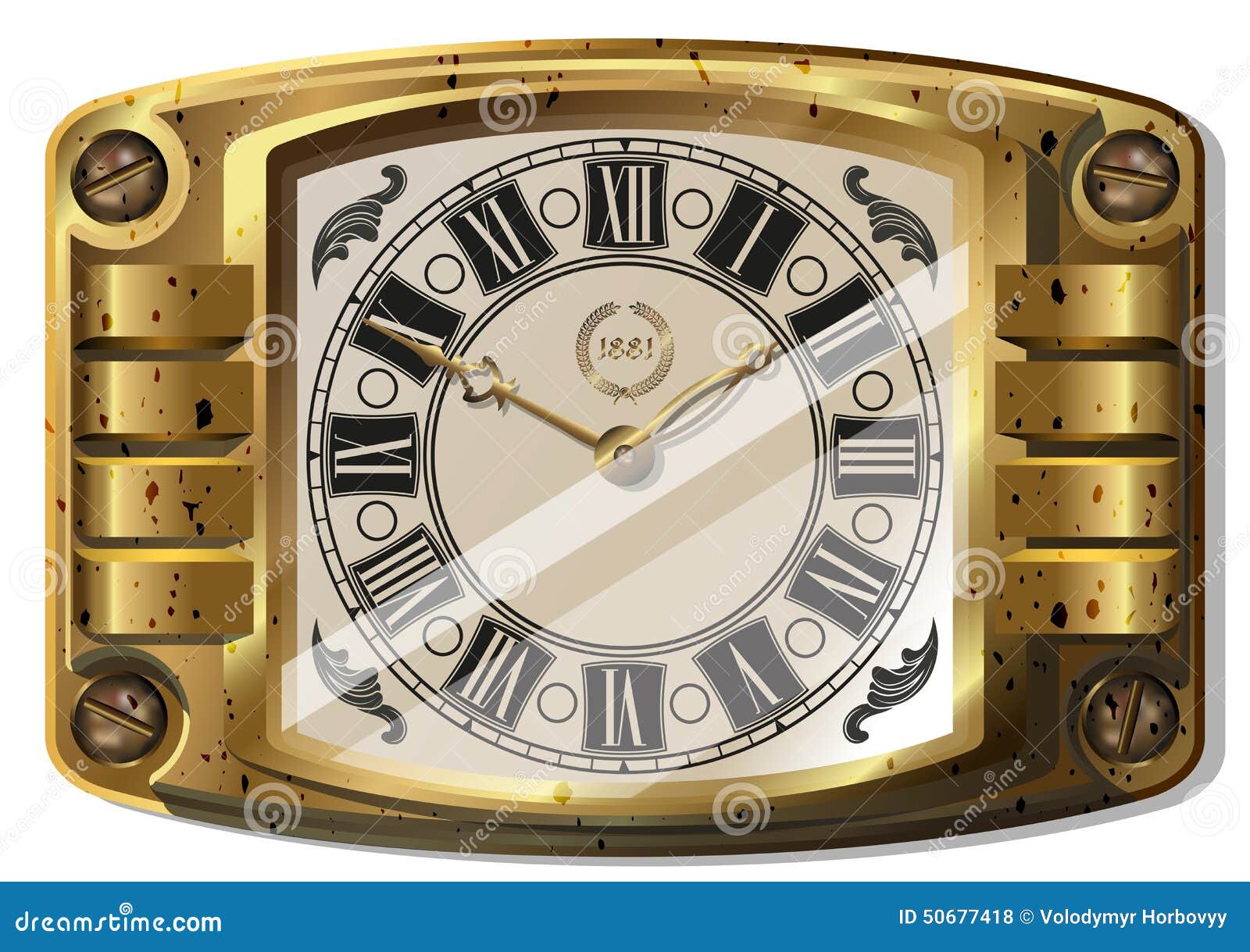 Ancient clock stock vector. Illustration of glass, copper - 50677418