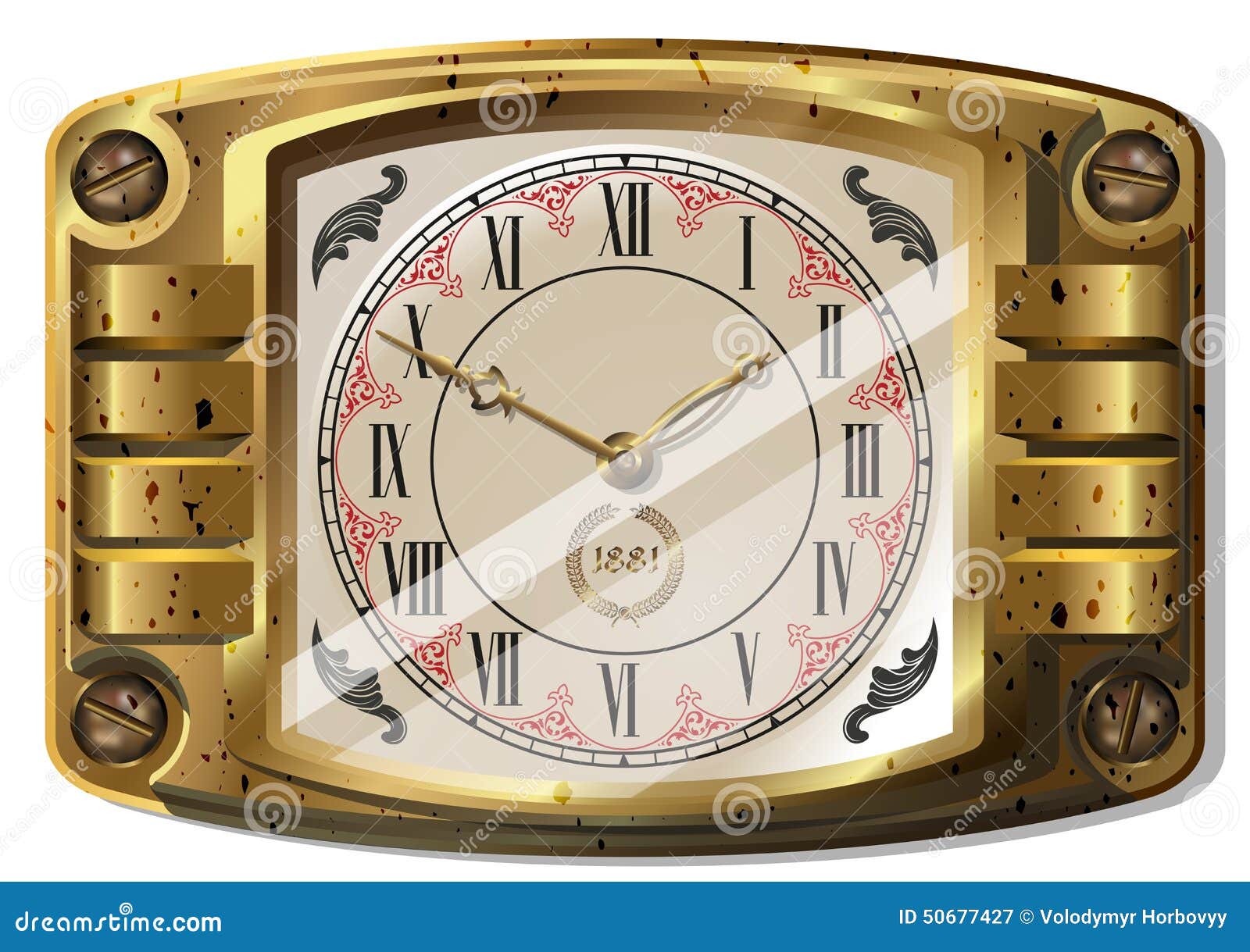 Ancient Clock With Flowers And Butterfly. Elegant Classic Stained Glass ...