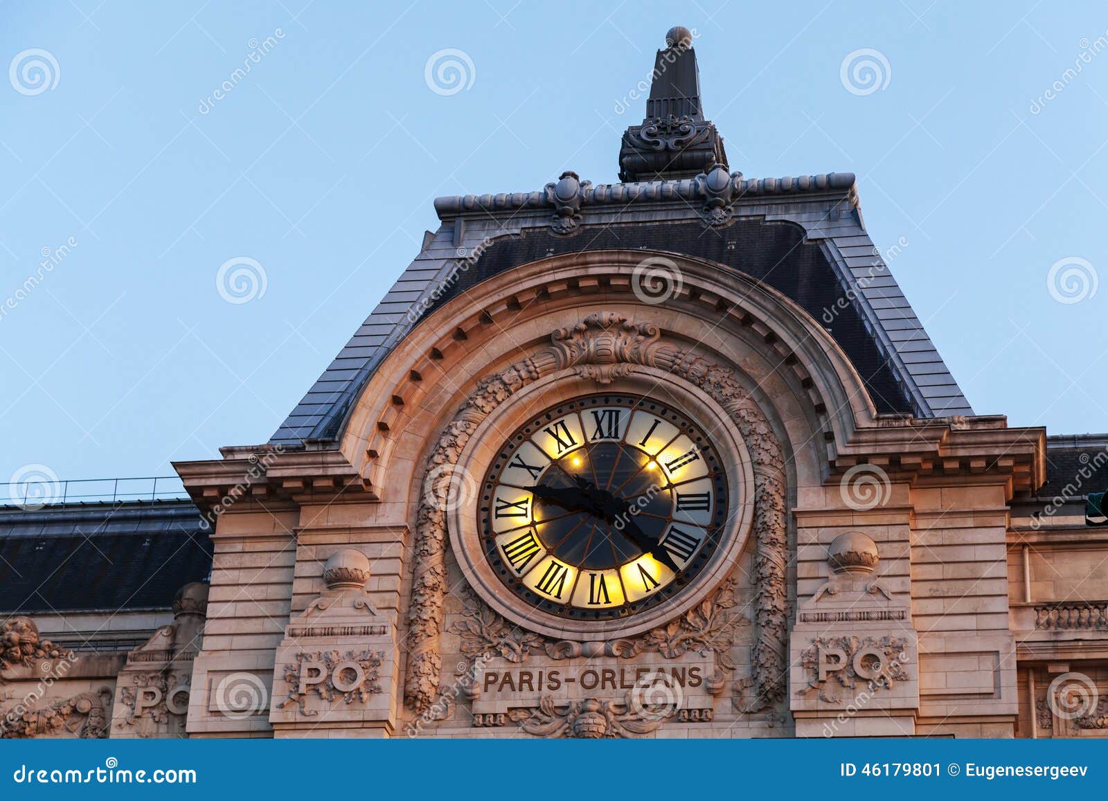 Ancient Clock on the Wall of Orsay Museum in Paris Stock Image - Image ...