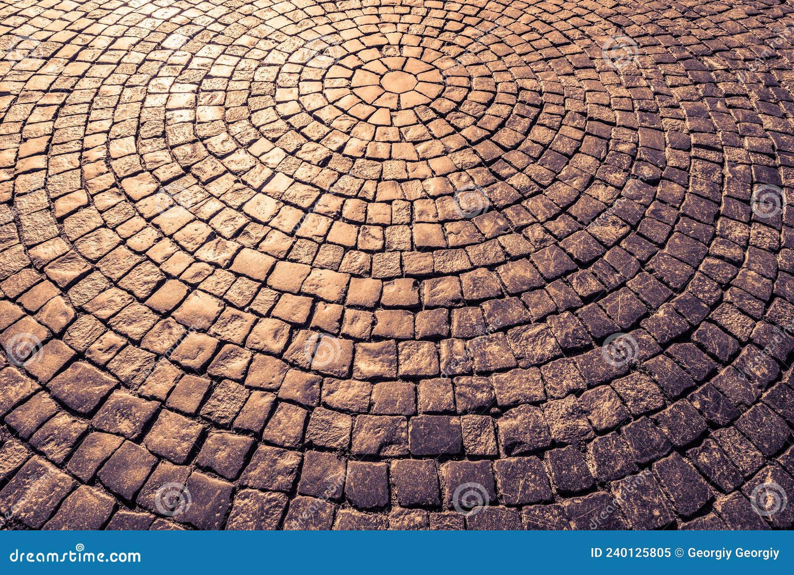 Ancient Cobblestone Paved Circle on the Pavement Stock Image - Image of ...