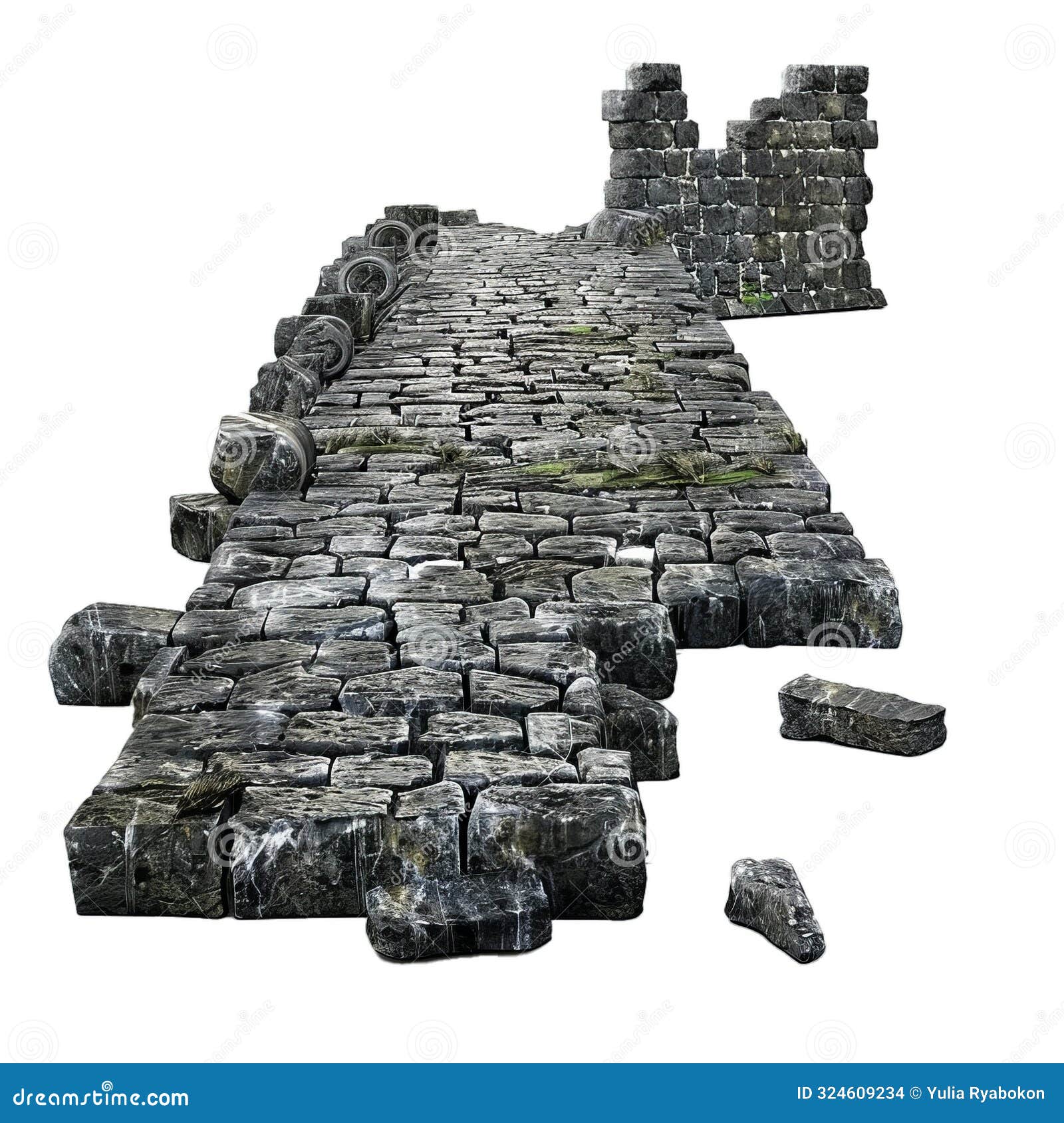 Ancient Cobblestone Road with Transparent Background Stock Photo ...