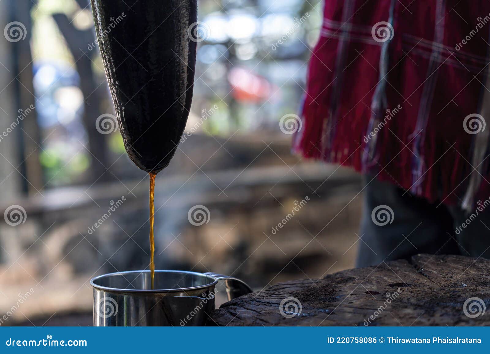 Ancient Coffee Brewing. Making Thai Coffee and Tea Using Coffee Bag ...