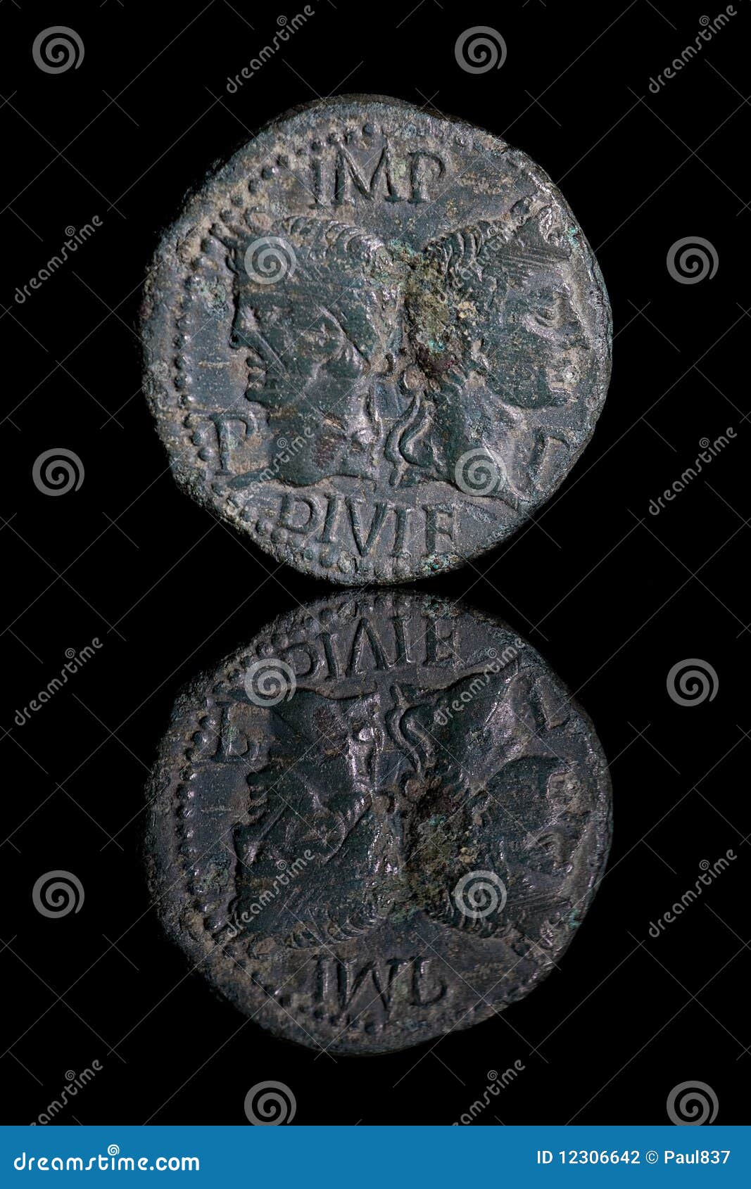 Ancient Coin Reflection-Divie Stock Photo - Image of numismatic ...