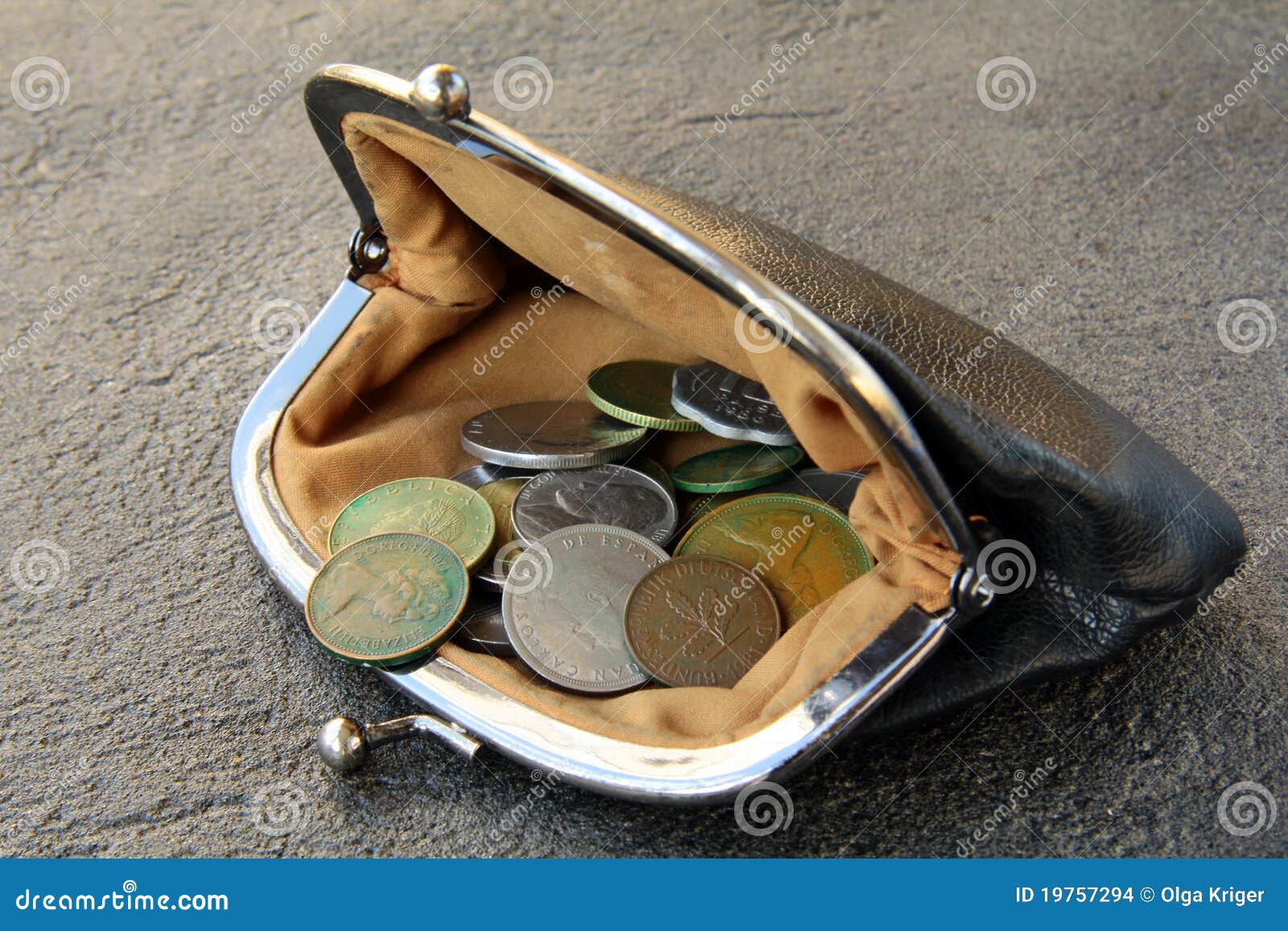 Ancient Coins in the Open Vintage Purse Stock Photo - Image of time ...