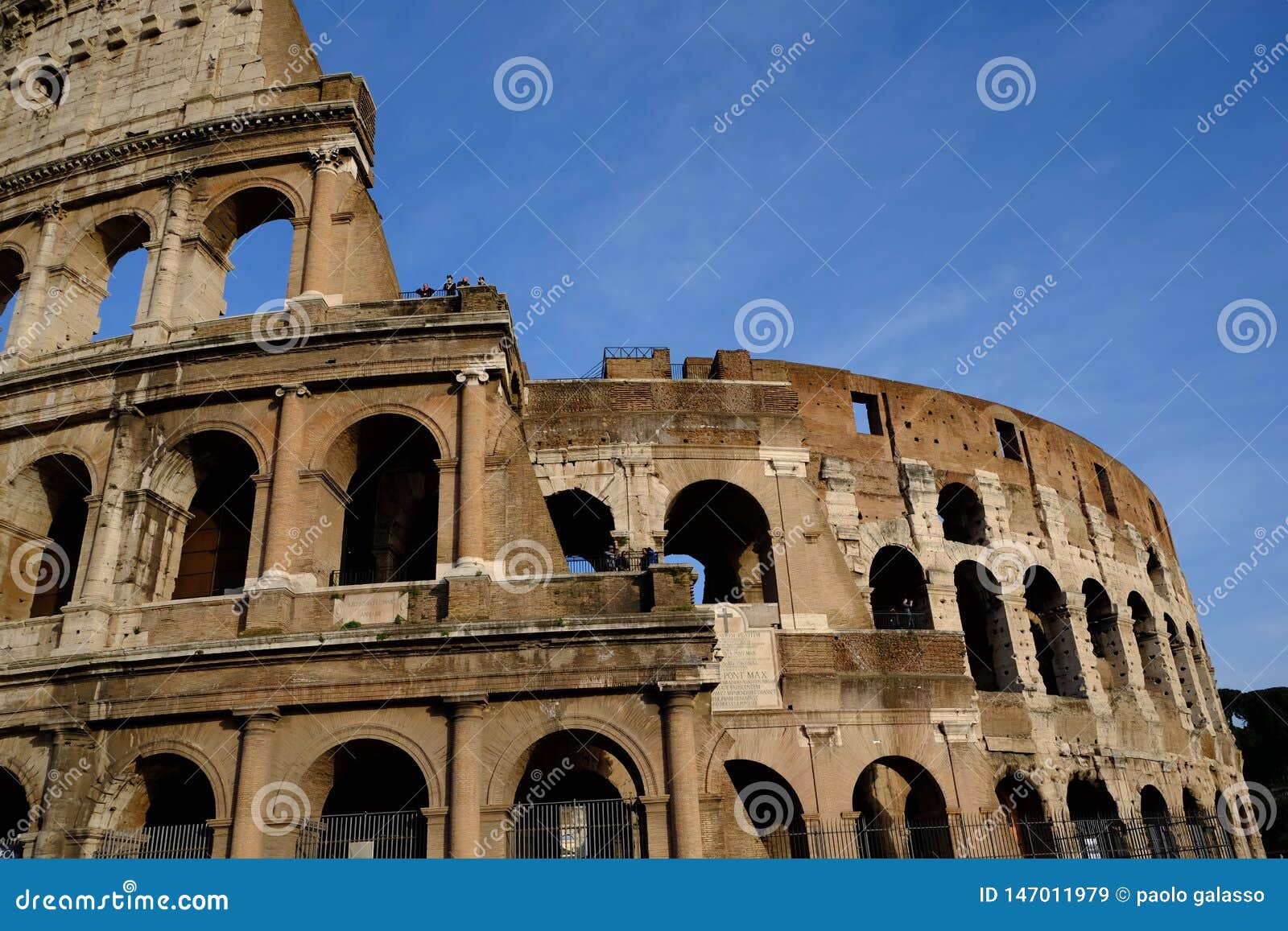 Ancient Coliseum Ruins in Rome on Deep Blue Sky Background Stock Image ...