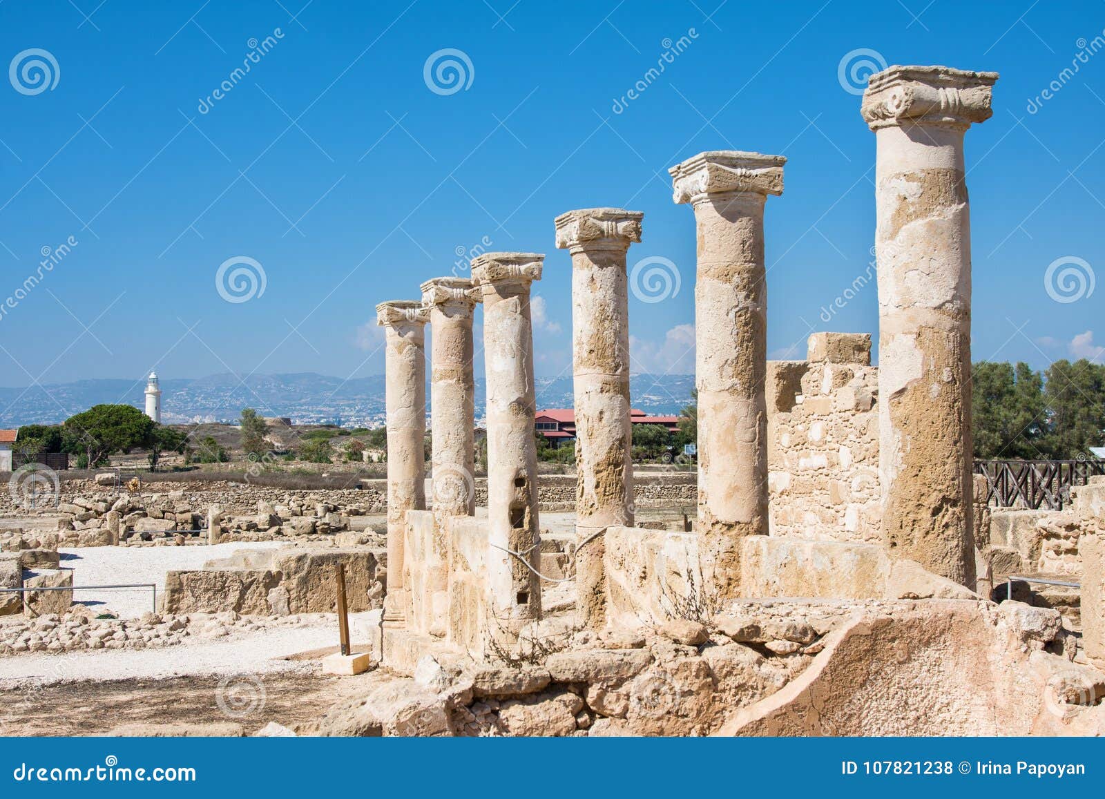 Ancient Colonnade at Kato Paphos Archeaological Park. Paphos Stock ...