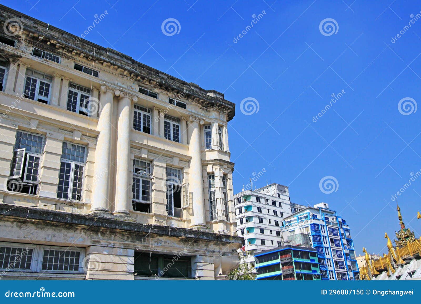 Colony Building in Yangon, Yangon, Myanmar Stock Photo - Image of city ...