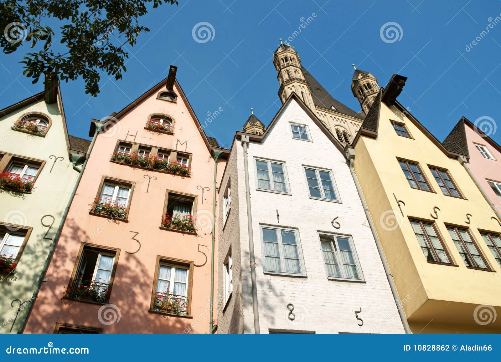 Ancient Colored Houses in Cologne Stock Photo - Image of exterior ...