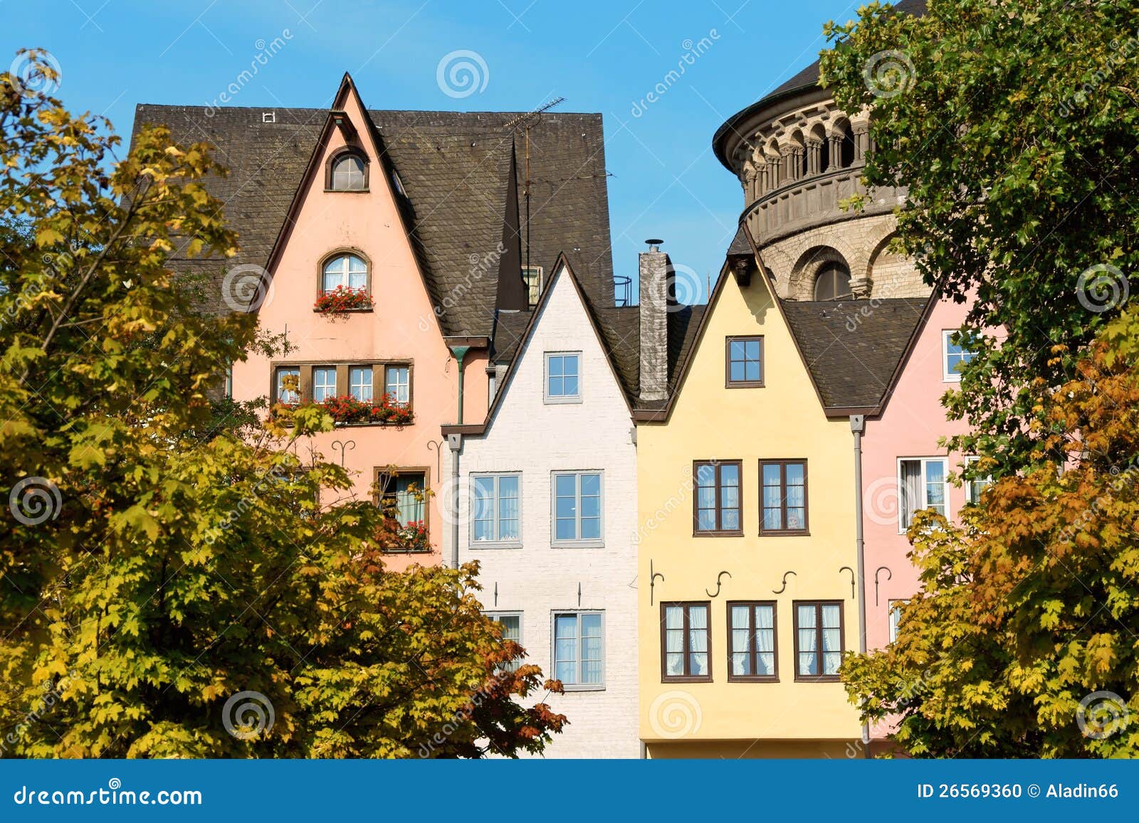 Ancient Colorful Houses in Cologne Stock Photo - Image of exterior ...