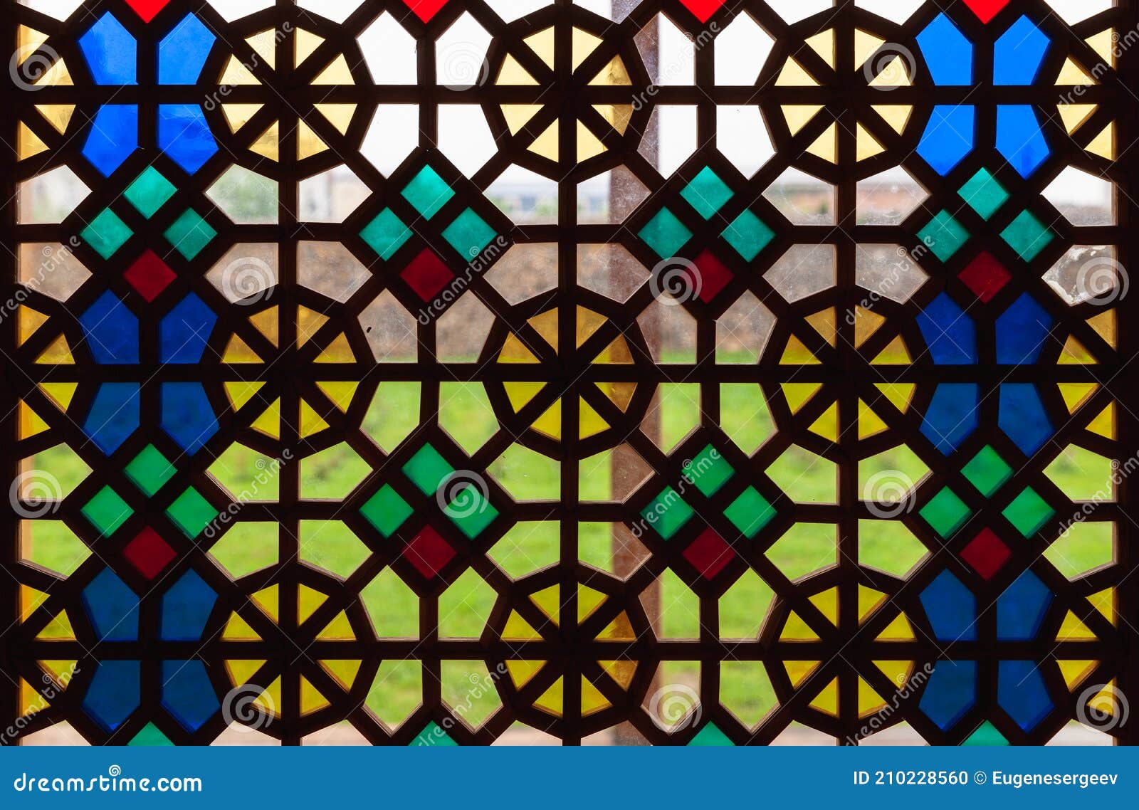 Colorful Stained Glass with Abstract Arabic Geometric Pattern Stock ...