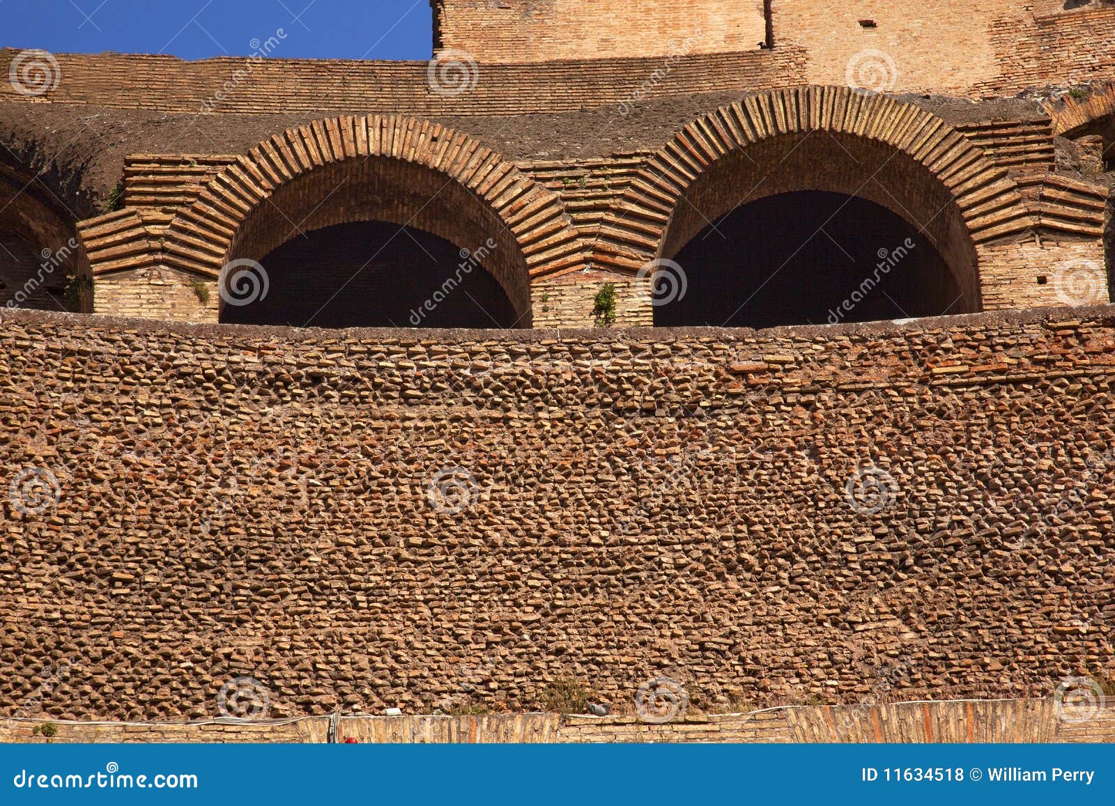 Ancient Colosseum Inside Wall Arches Rome Italy Stock Photography ...