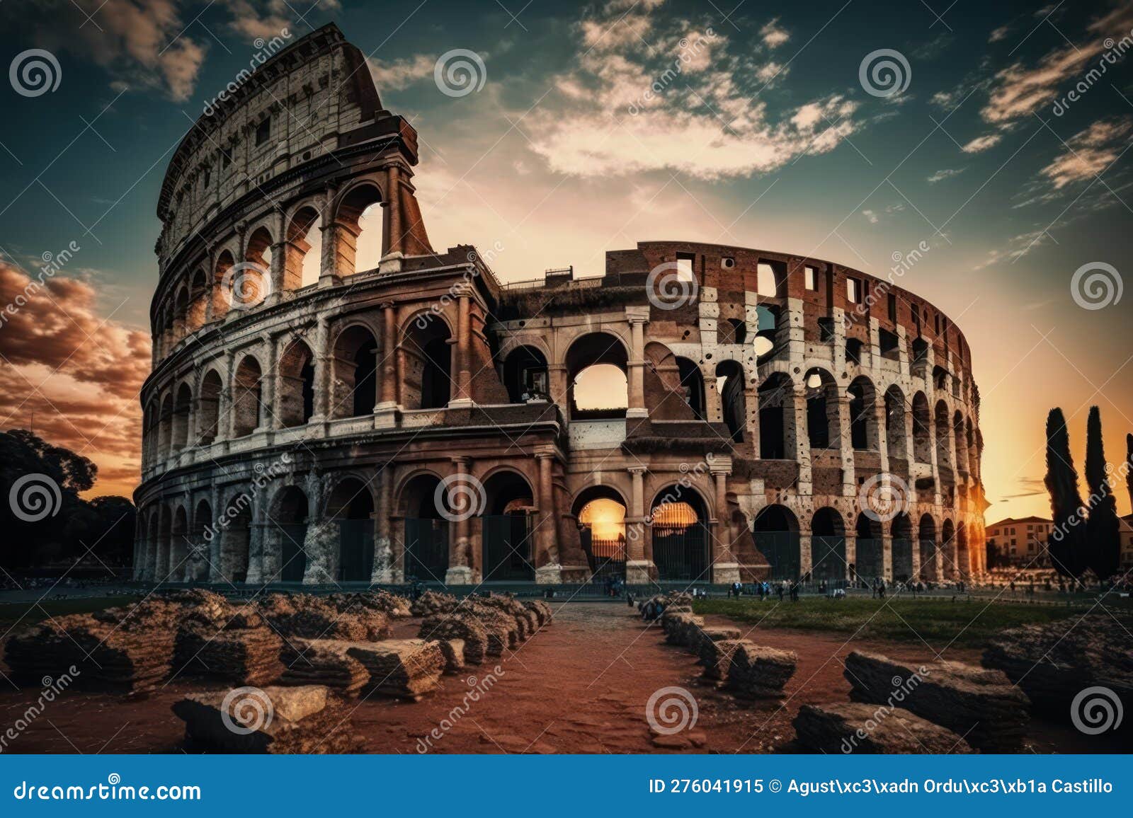 Ancient Colosseum in Rome at Sunset. Created with Generative AI ...