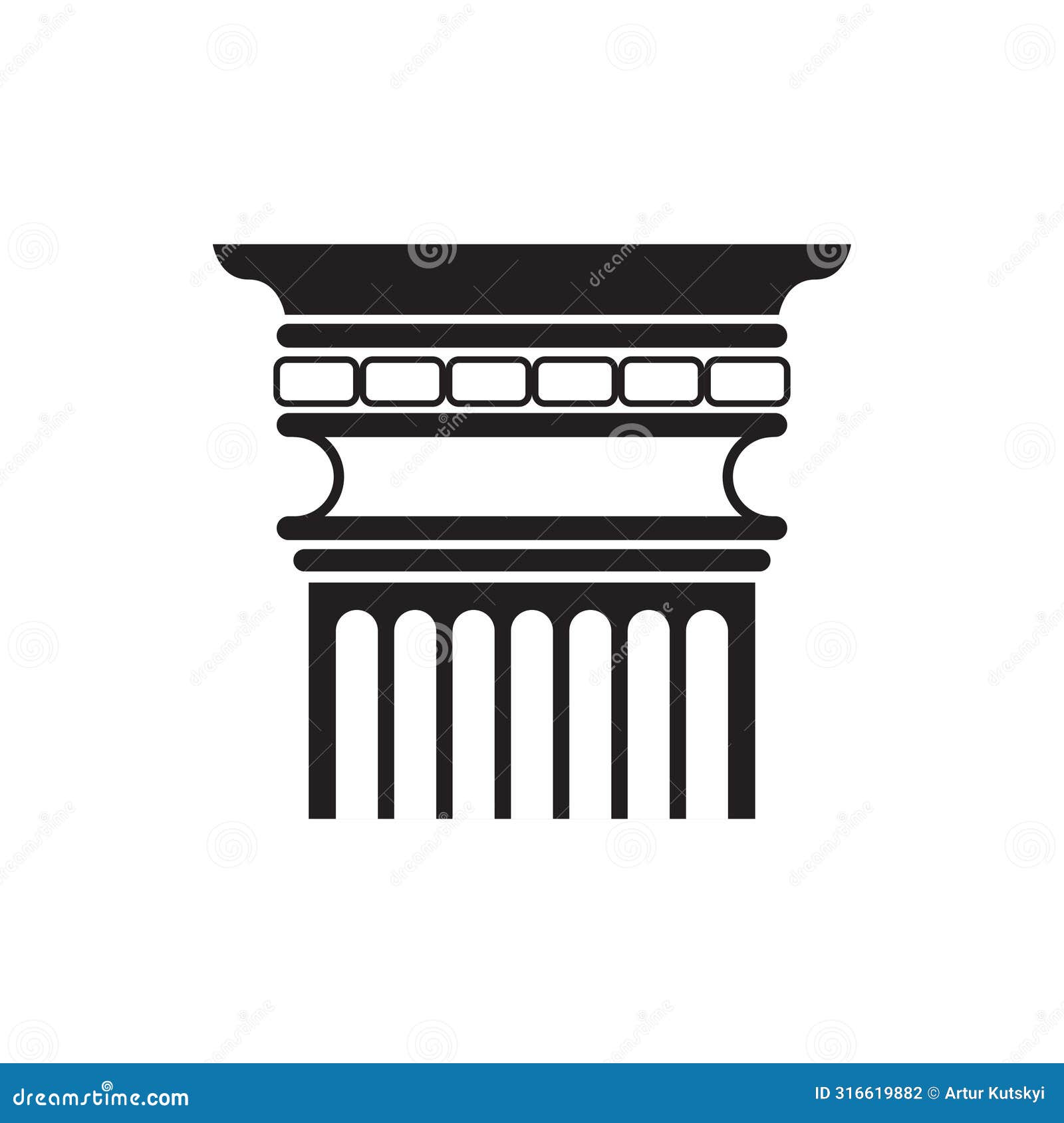 Ancient Column Capital Black Line Icon, Old Architectural Element ...