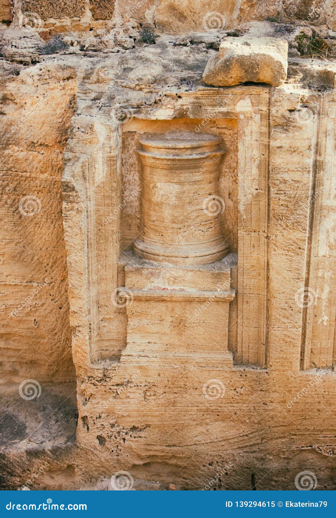 Ancient Column Carved in Sandstone Stock Image - Image of monument ...