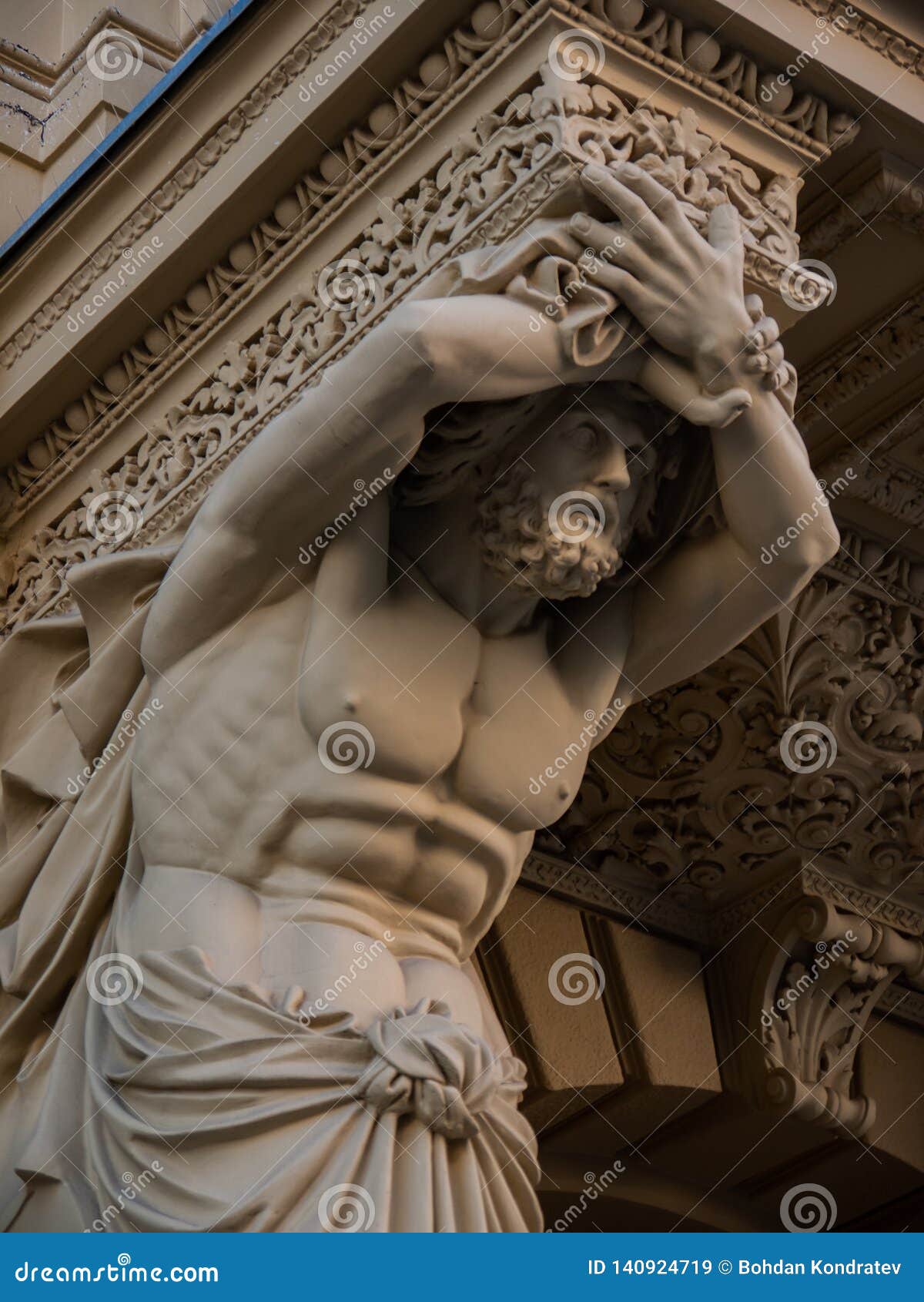 Ancient Column in the Form of Atlanta Stock Image - Image of column ...