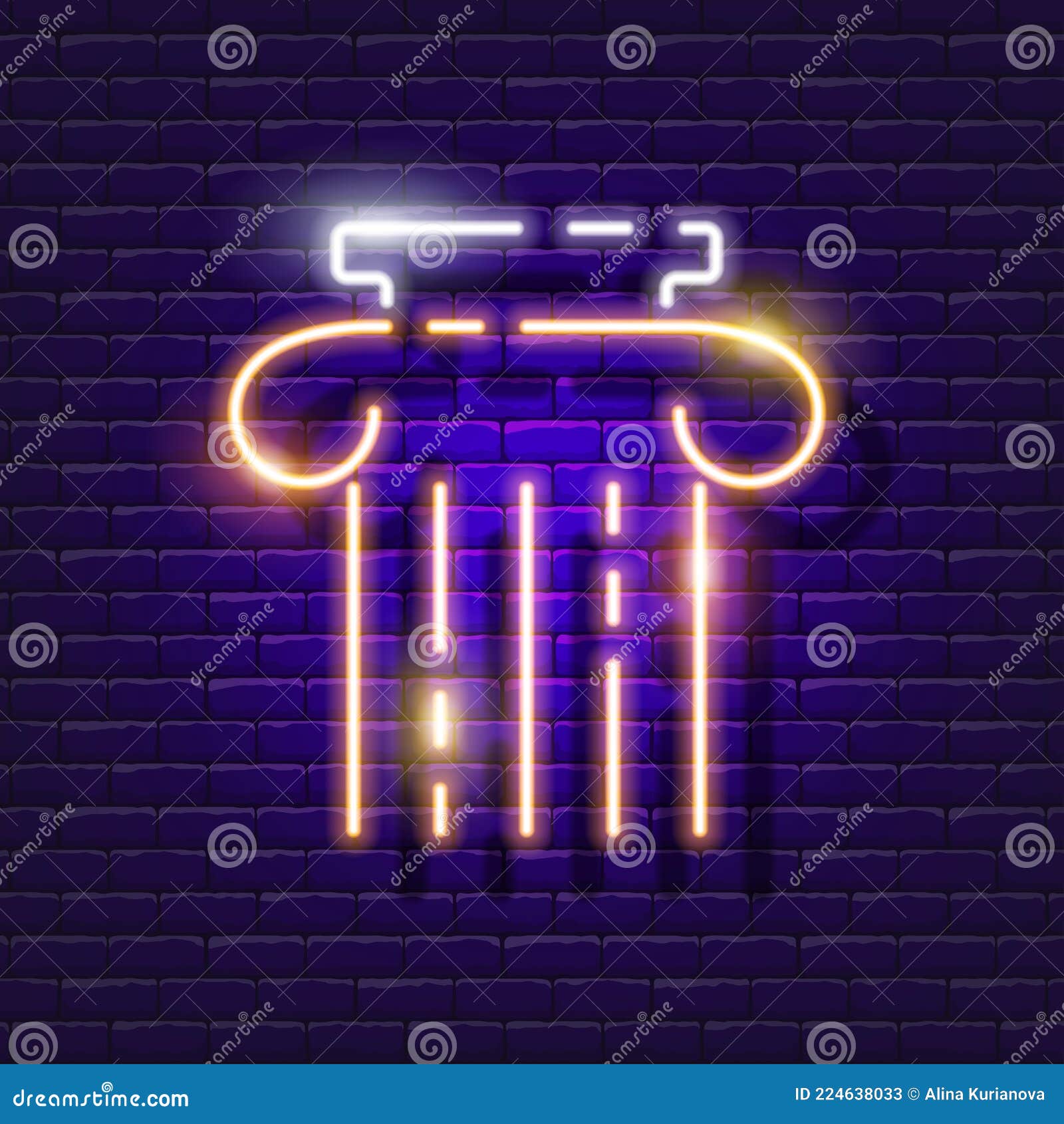 Ancient Column Neon Sign. History Lesson Glowing Icon. Vector ...