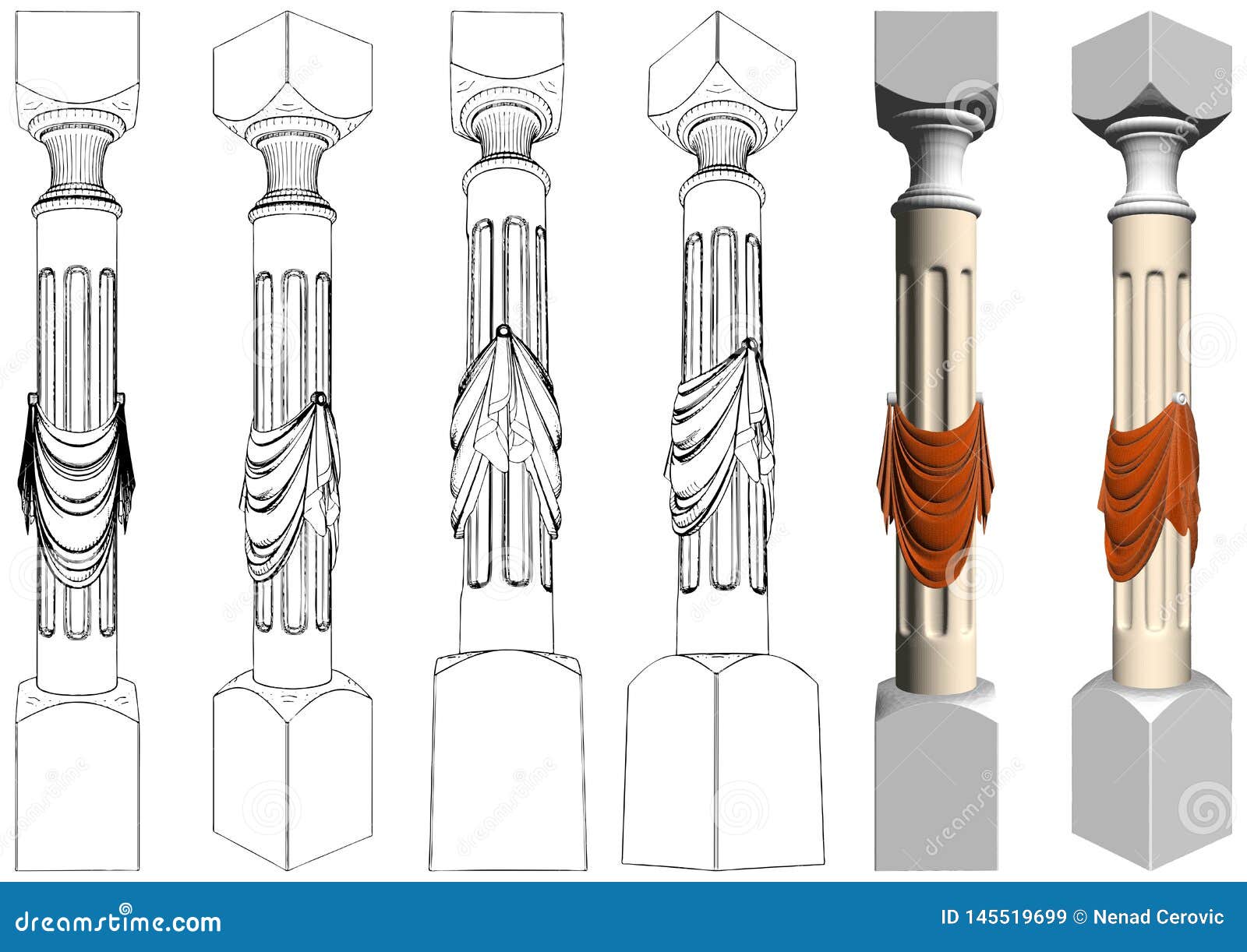 Ancient Column Vector. Isolated on White Background Stock Vector ...