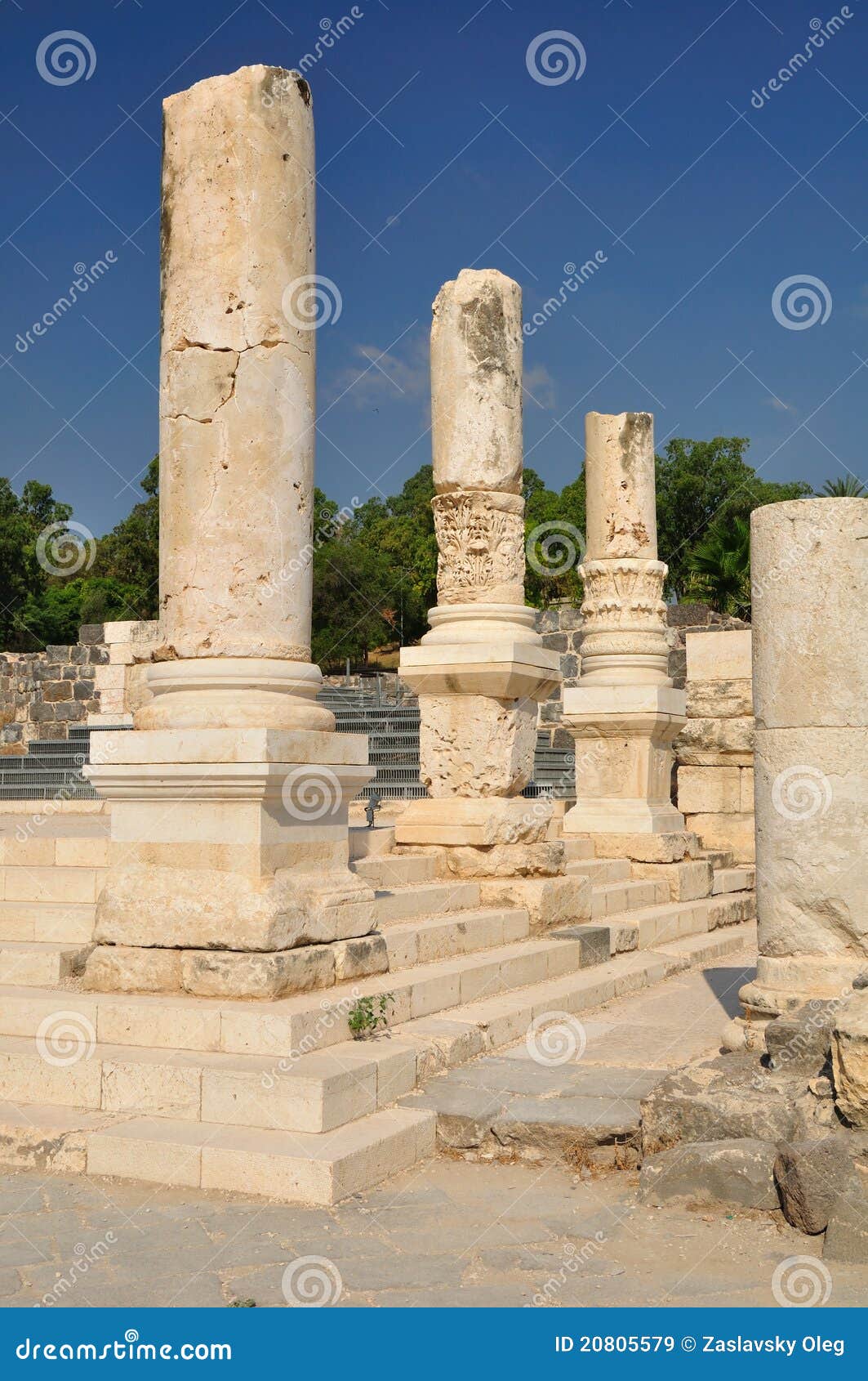 Ancient columns. stock image. Image of foliage, israel - 20805579