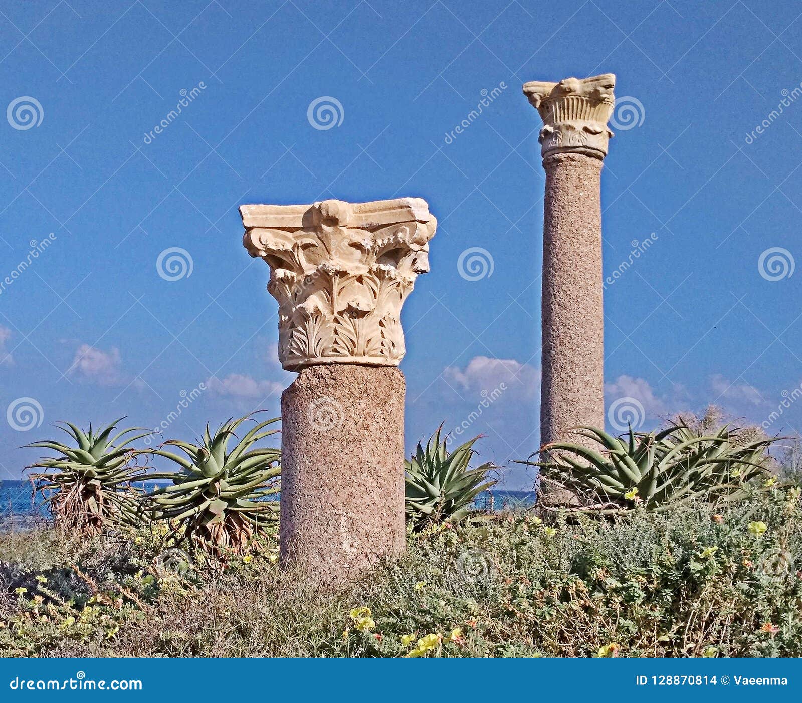 Ancient Columns at Caesarea Stock Photo - Image of history, columns ...