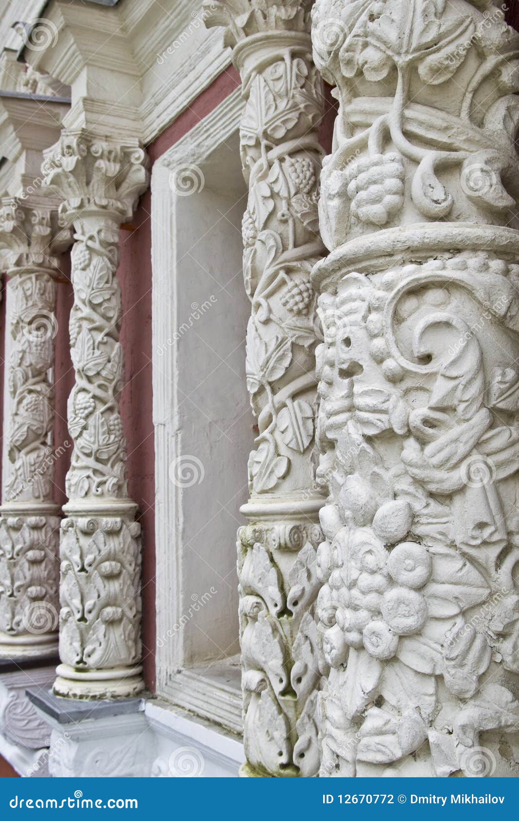 The Ancient Columns with Carving Stone Flowers Stock Photo - Image of ...