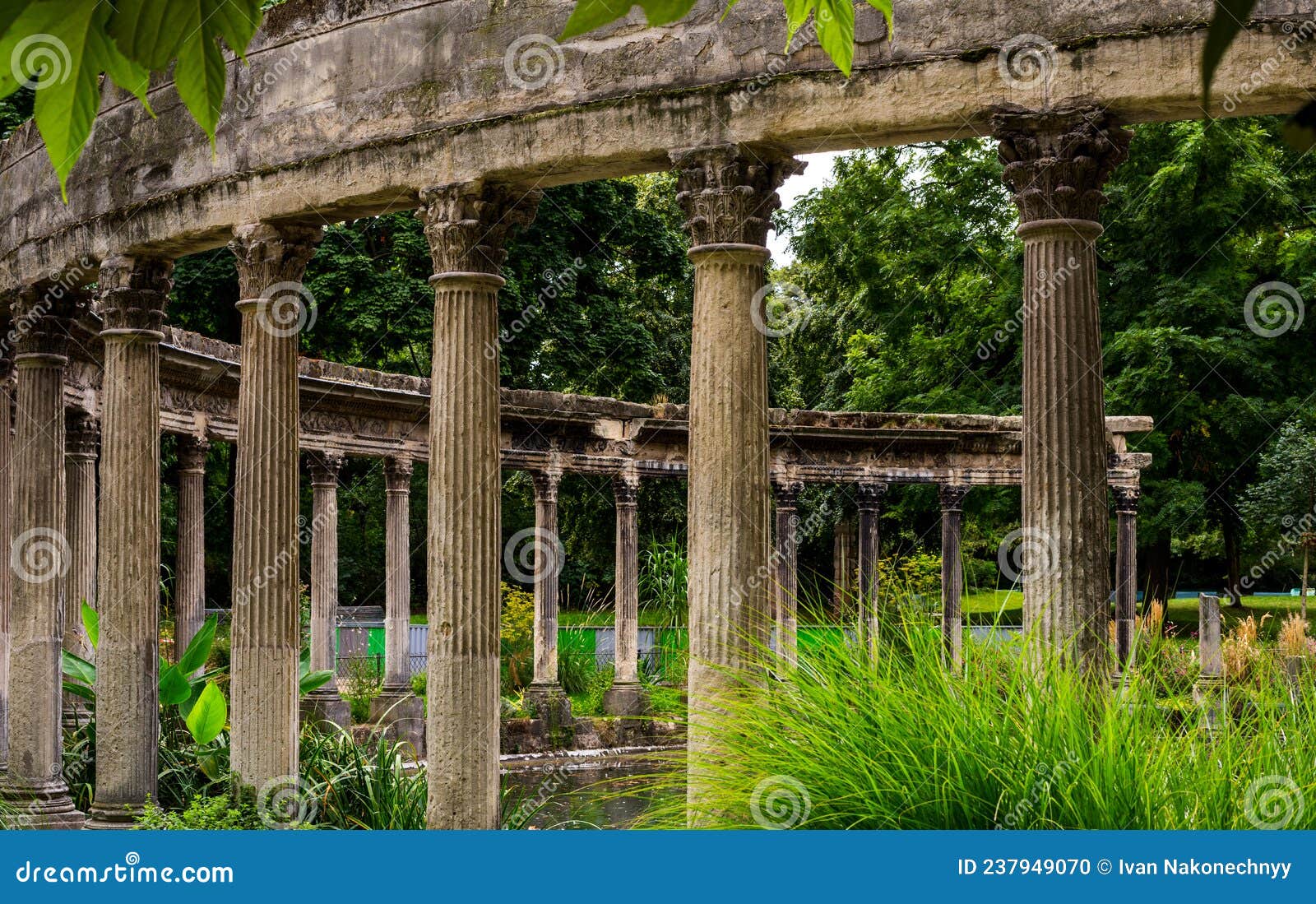 Ancient Columns in the Park of Paris Stock Photo - Image of nature ...