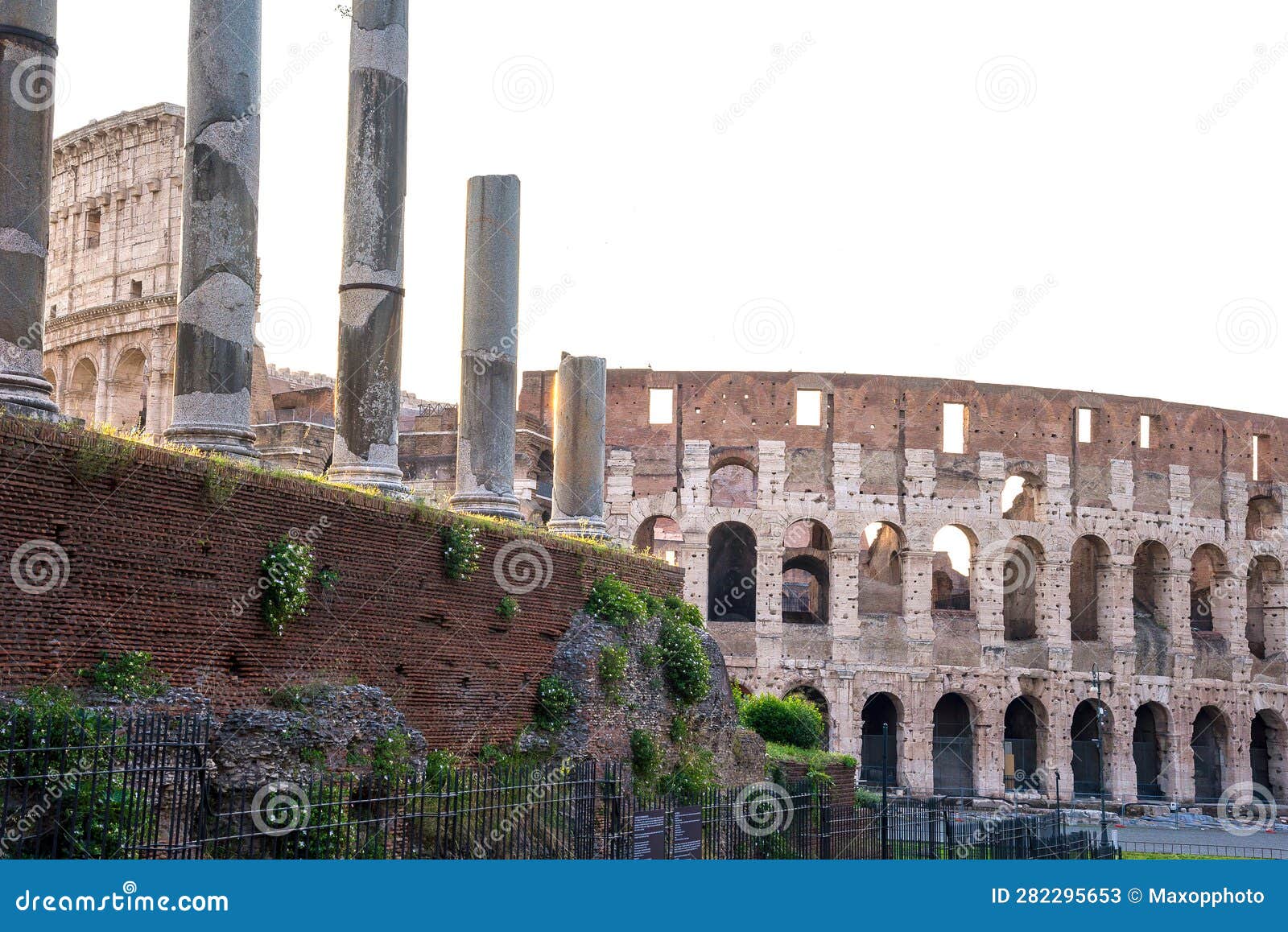 Ancient Columns by Colosseum in Rome Italy Stock Image - Image of ...