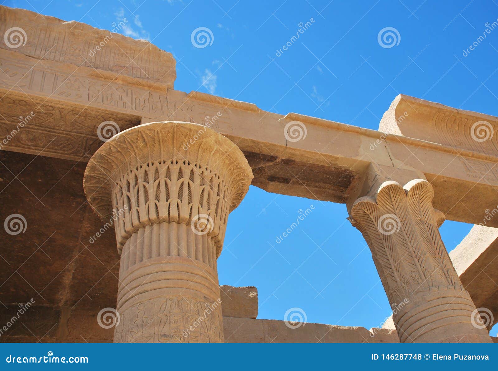 Ancient Columns in Egyptian Temple Stock Photo - Image of sight ...