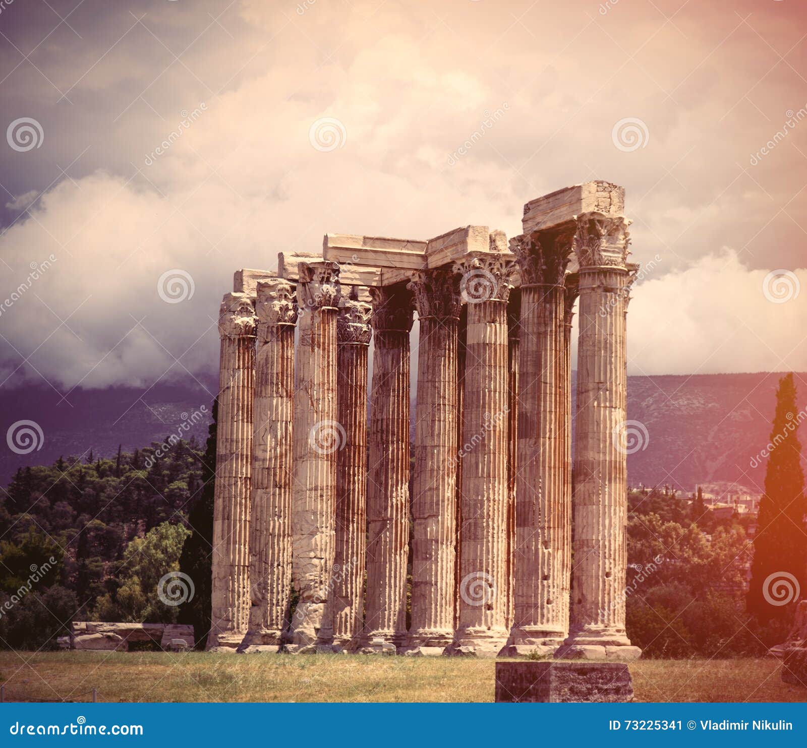 Ancient columns in Greece stock image. Image of island - 73225341