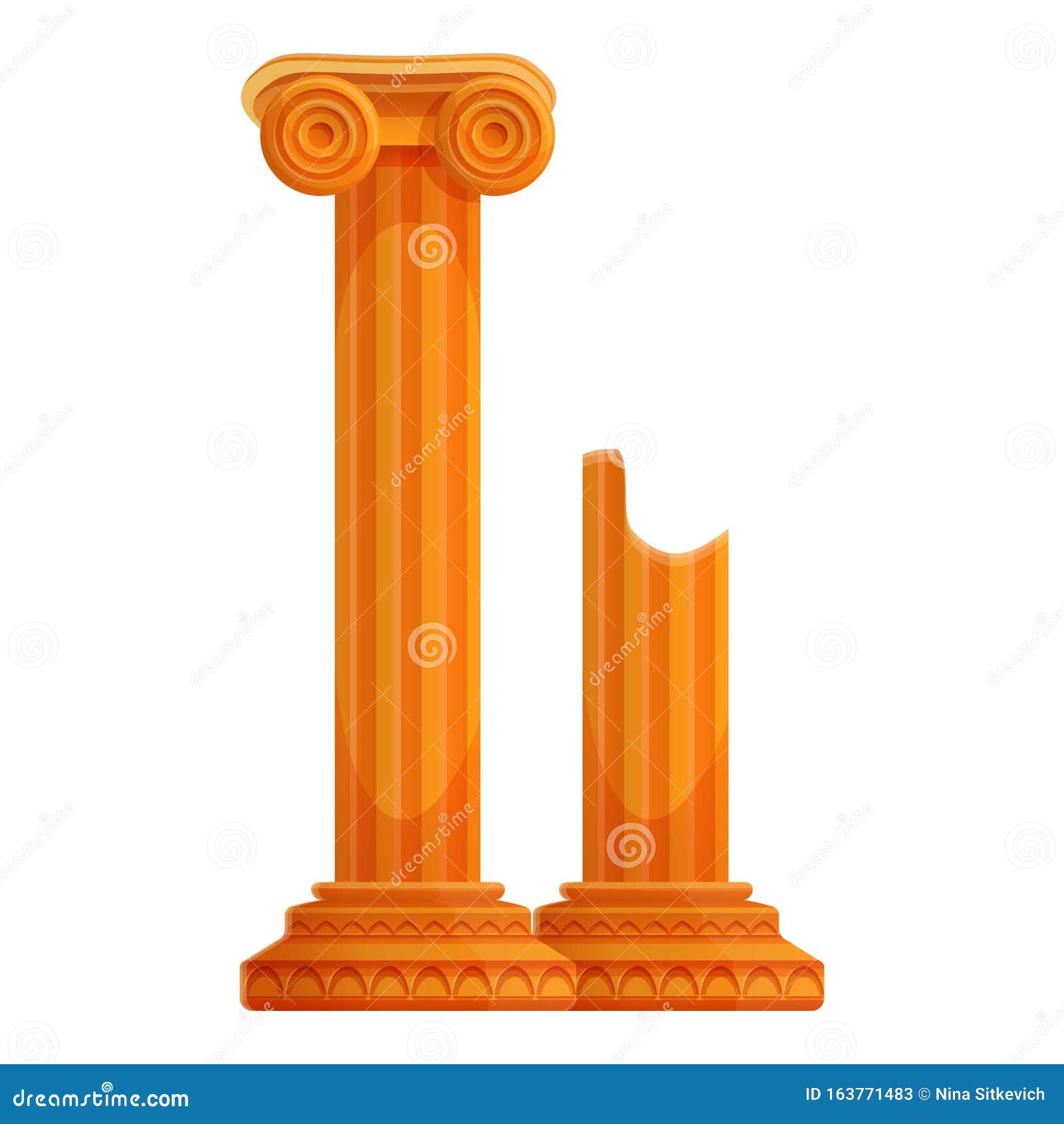 Two Ancient Columns Bent And Connected By Their Bases To Form A Single ...