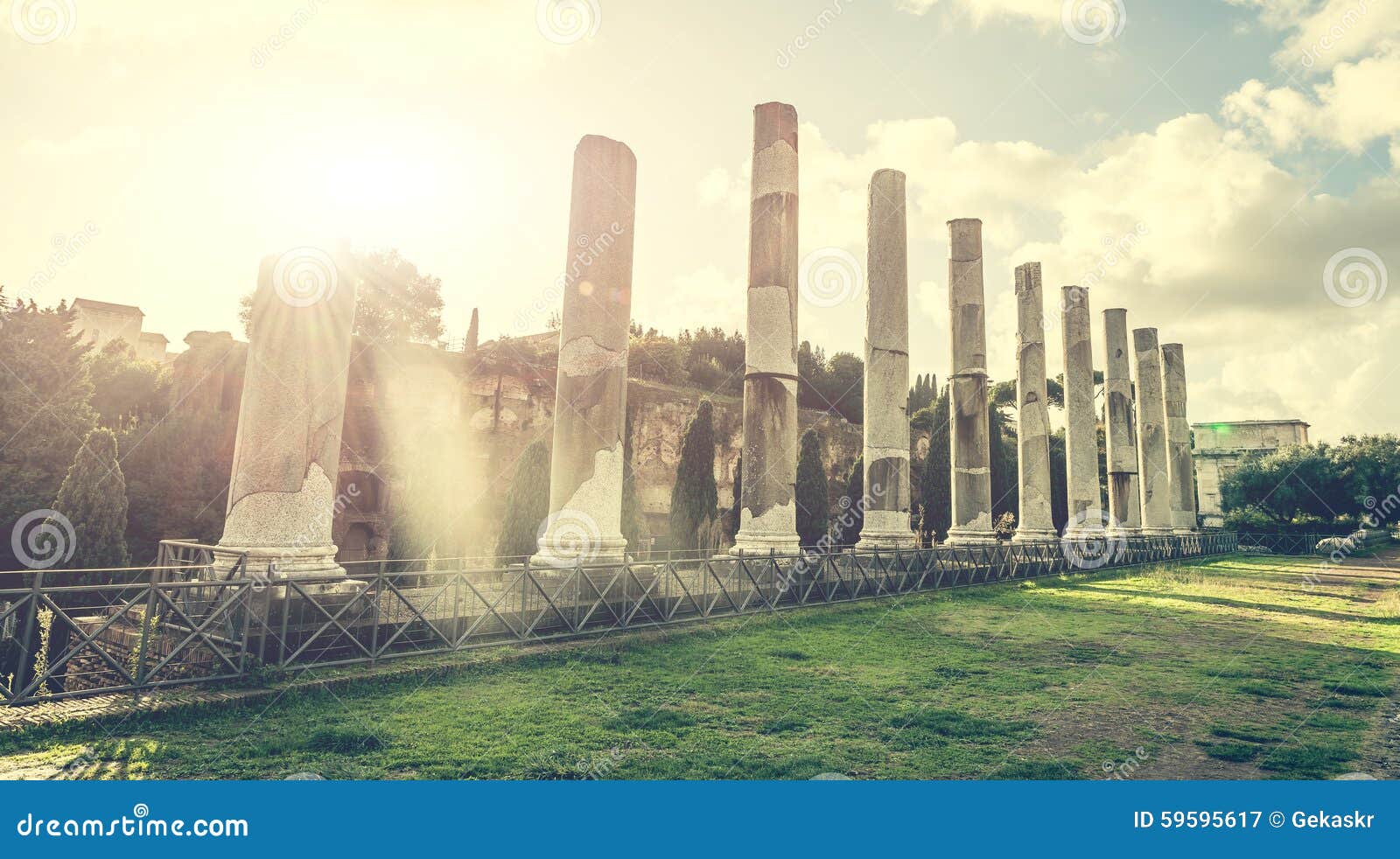 Ancient Columns Near the Coliseum Stock Image - Image of building ...