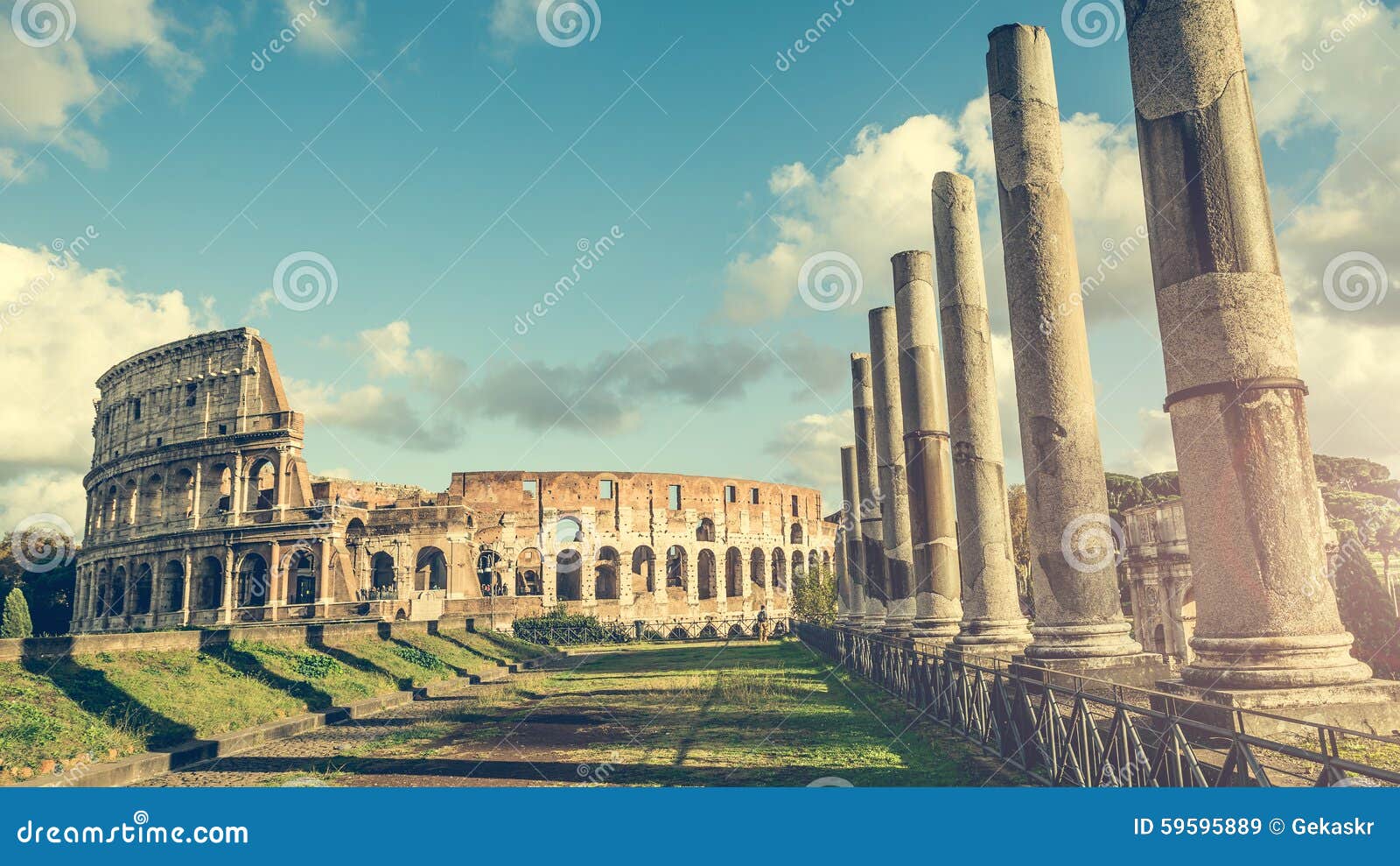 Ancient Columns Near the Coliseum Stock Image - Image of attraction ...