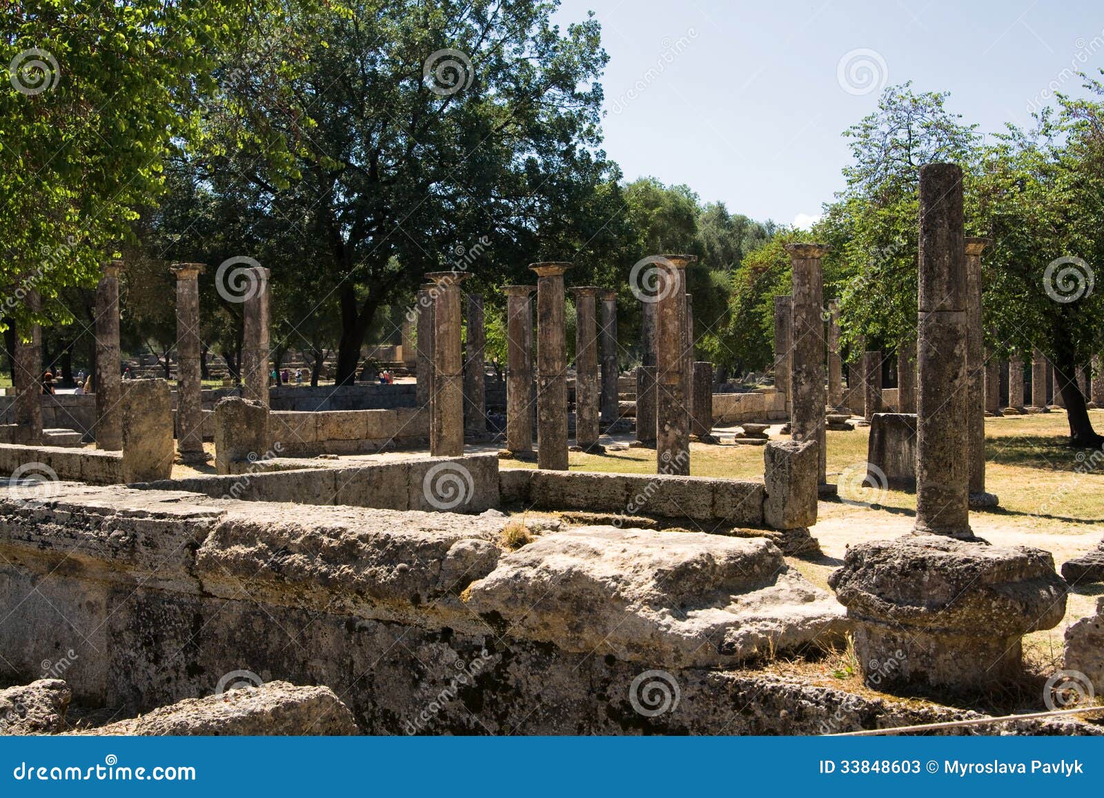 Ancient Columns in Olympia, Greece Stock Image - Image of ruins ...
