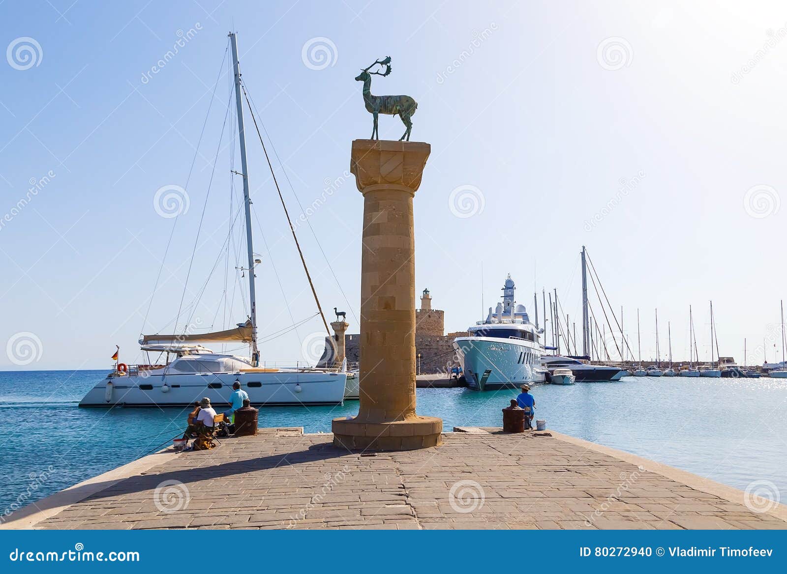 Ancient Columns in Port of Rhodes. Greece Editorial Image - Image of ...