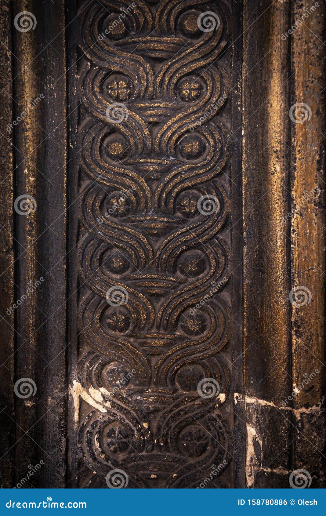 Ancient Columns with Renaissance Bas-reliefs and Plants Patterns in the ...